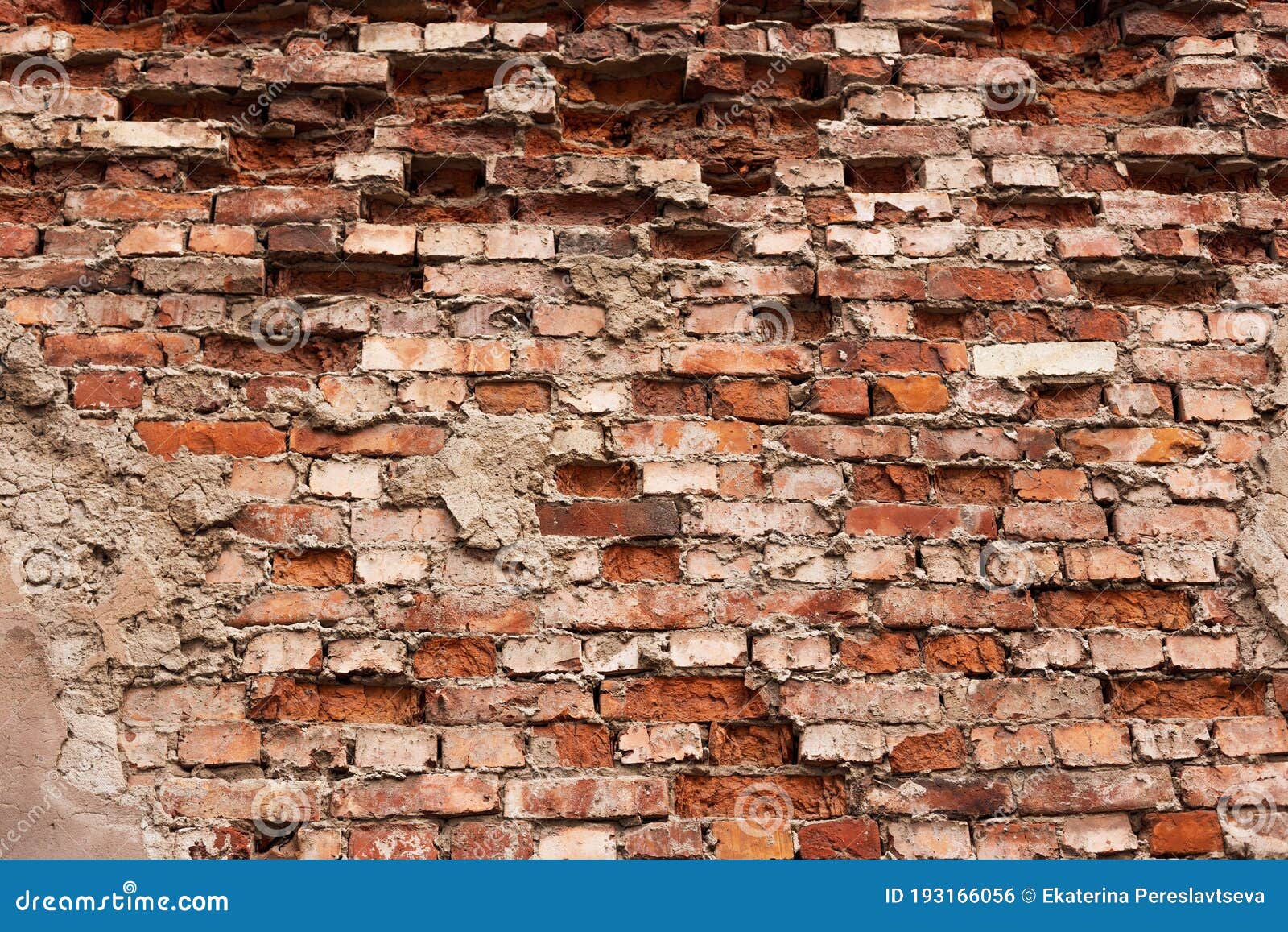 The Texture of Old Red Brickwork, Broken Pieces from Time. Stock Photo ...