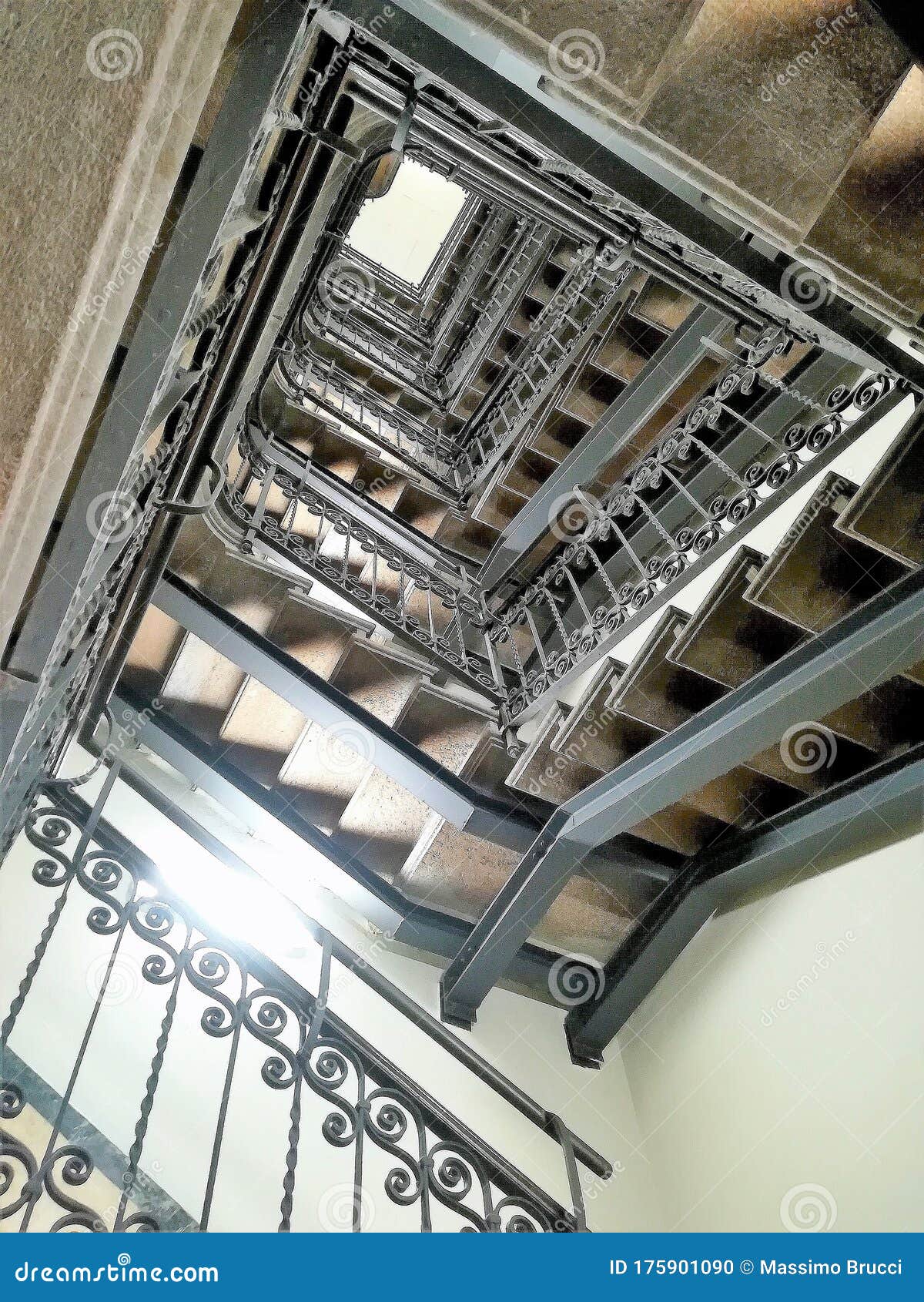 Texture of Old 50s Building Stairs Viewed from Below Stock Photo ...