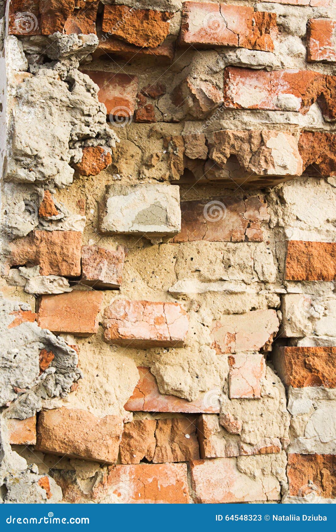 Texture of the Old Shattered Brick Walls Stock Image - Image of dirty ...