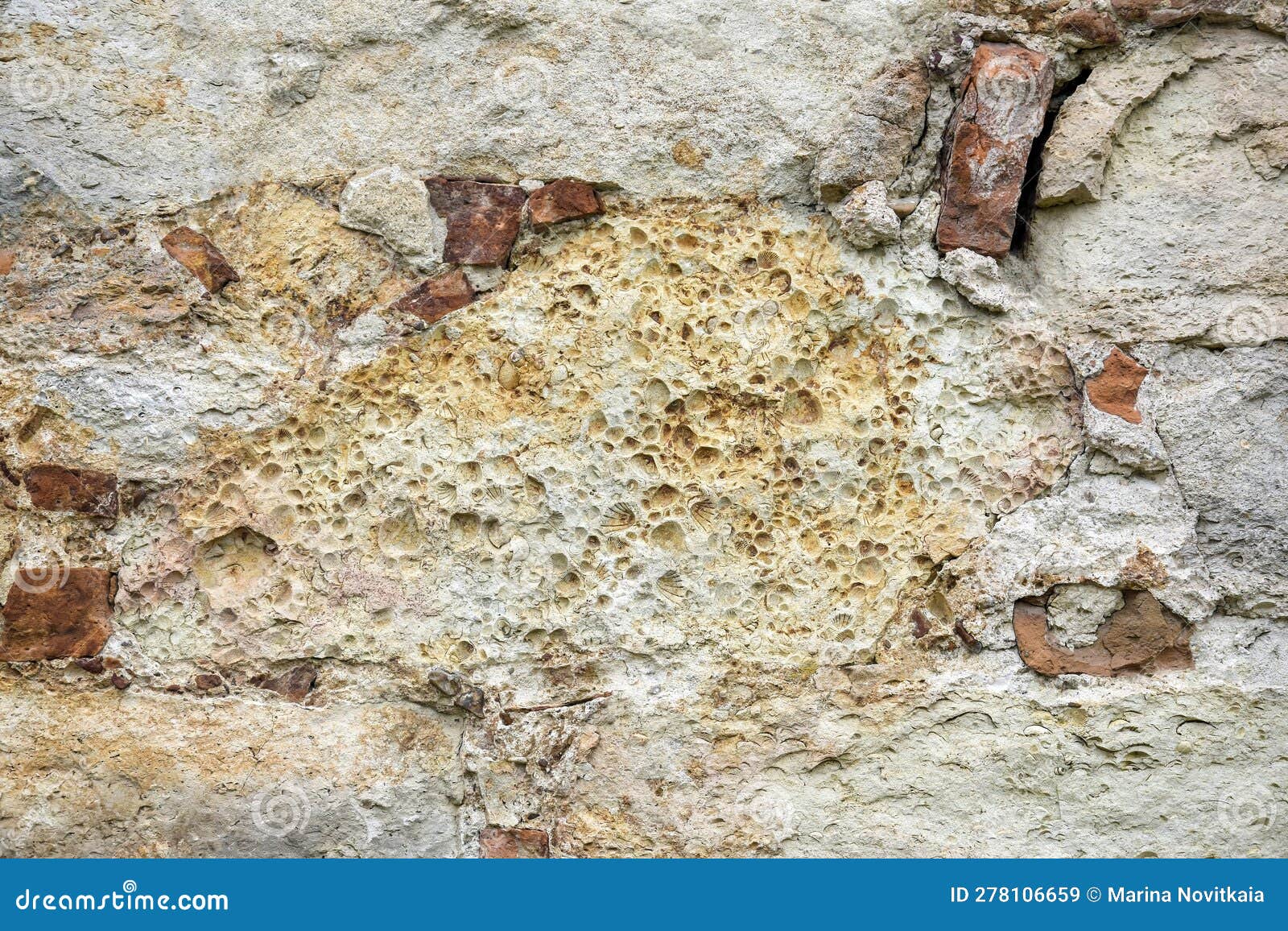 Texture of Old Stone Wall with Collapsed Plaster. Background of Shabby ...