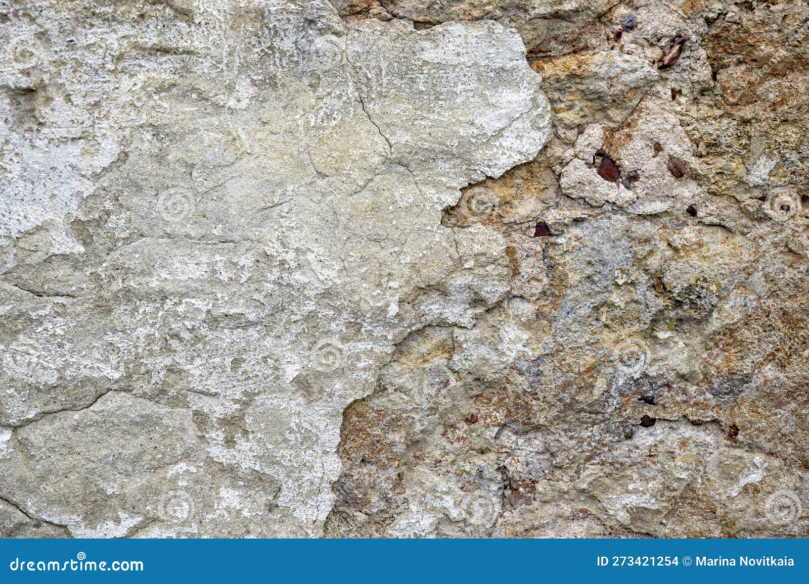 Texture of Old Stone Wall with Collapsed Plaster. Background of Shabby ...