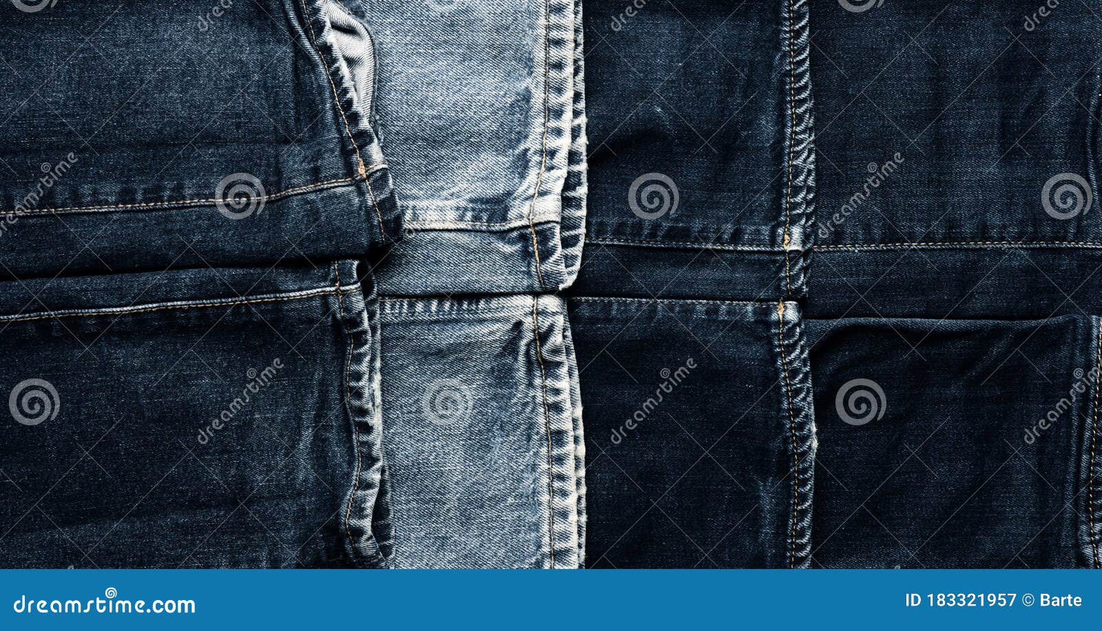 Texture of Old Used Jeans Using As Header Stock Image - Image of stitch ...