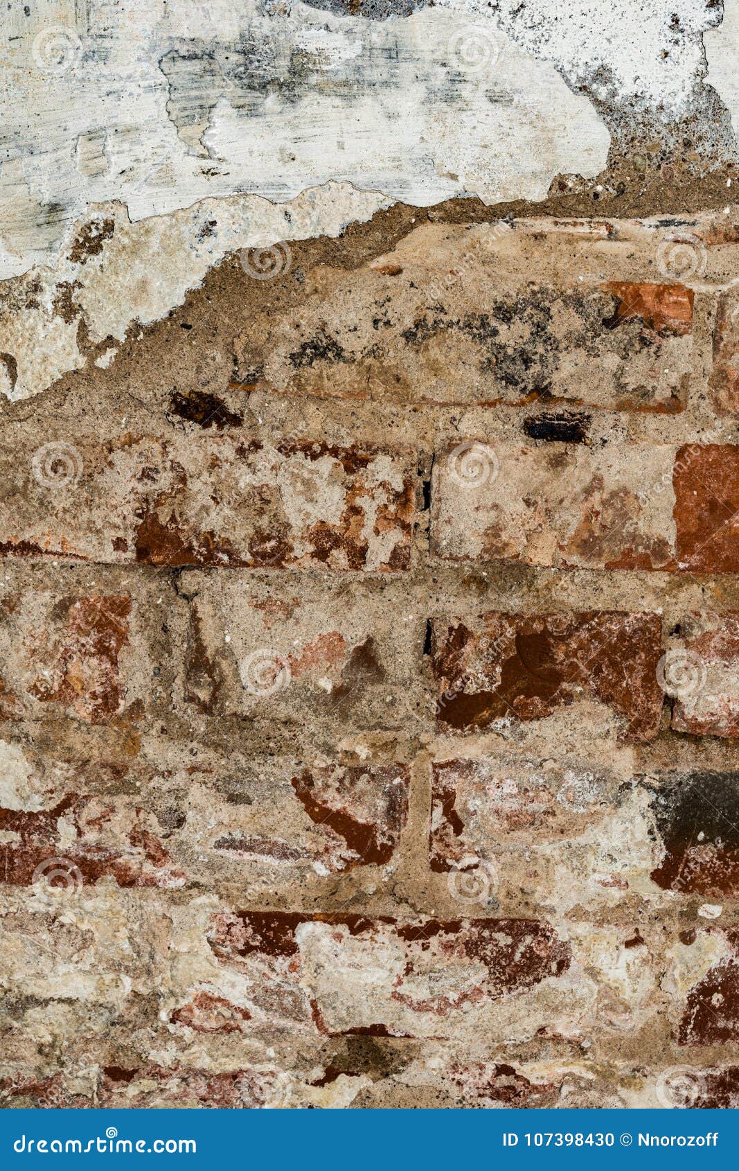 Texture of an Old Wall of an Ancient Building with a Ruined Plaster ...