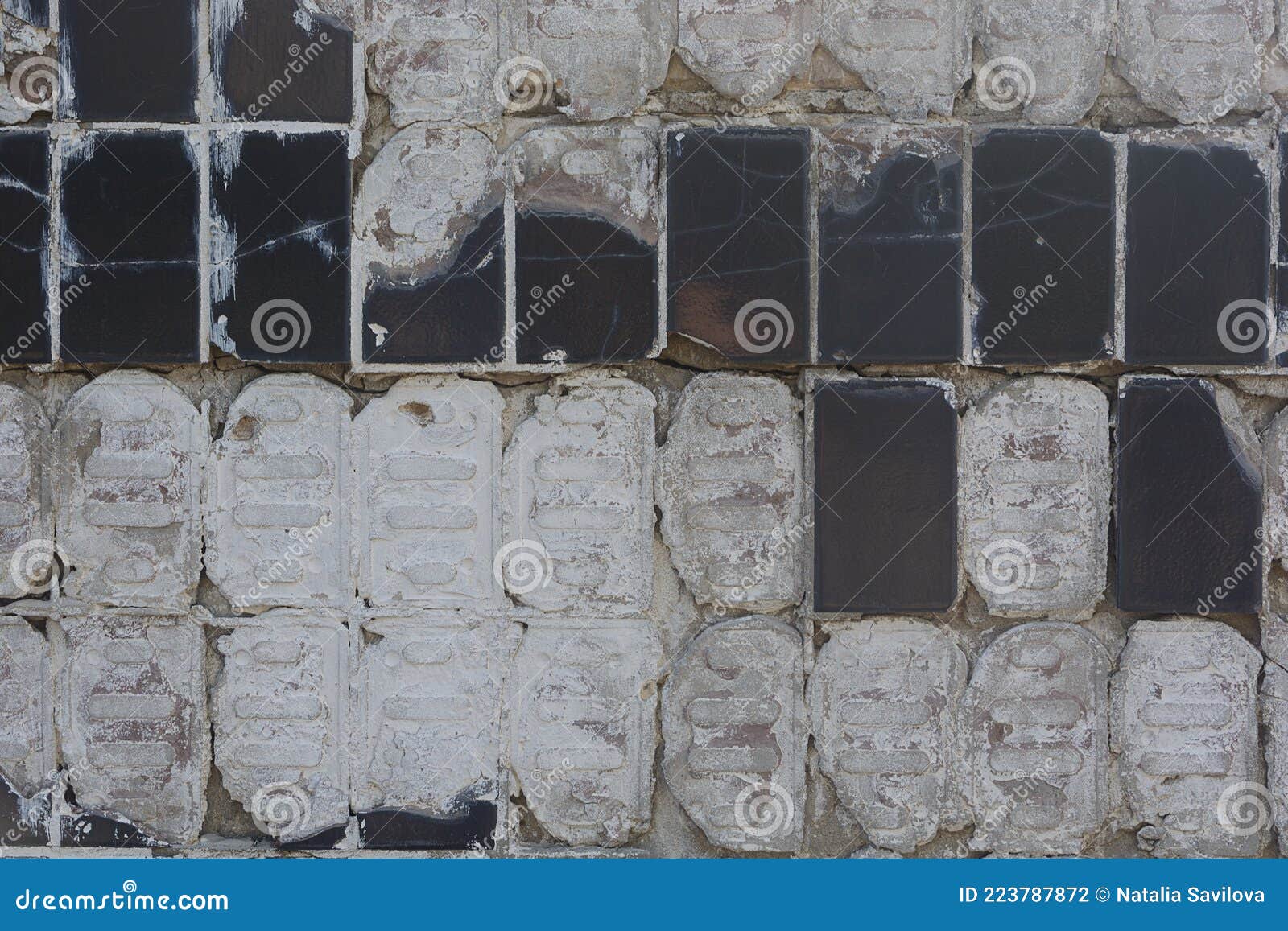 Texture of Old Wall with Destroyed Tiles Stock Photo - Image of stained ...