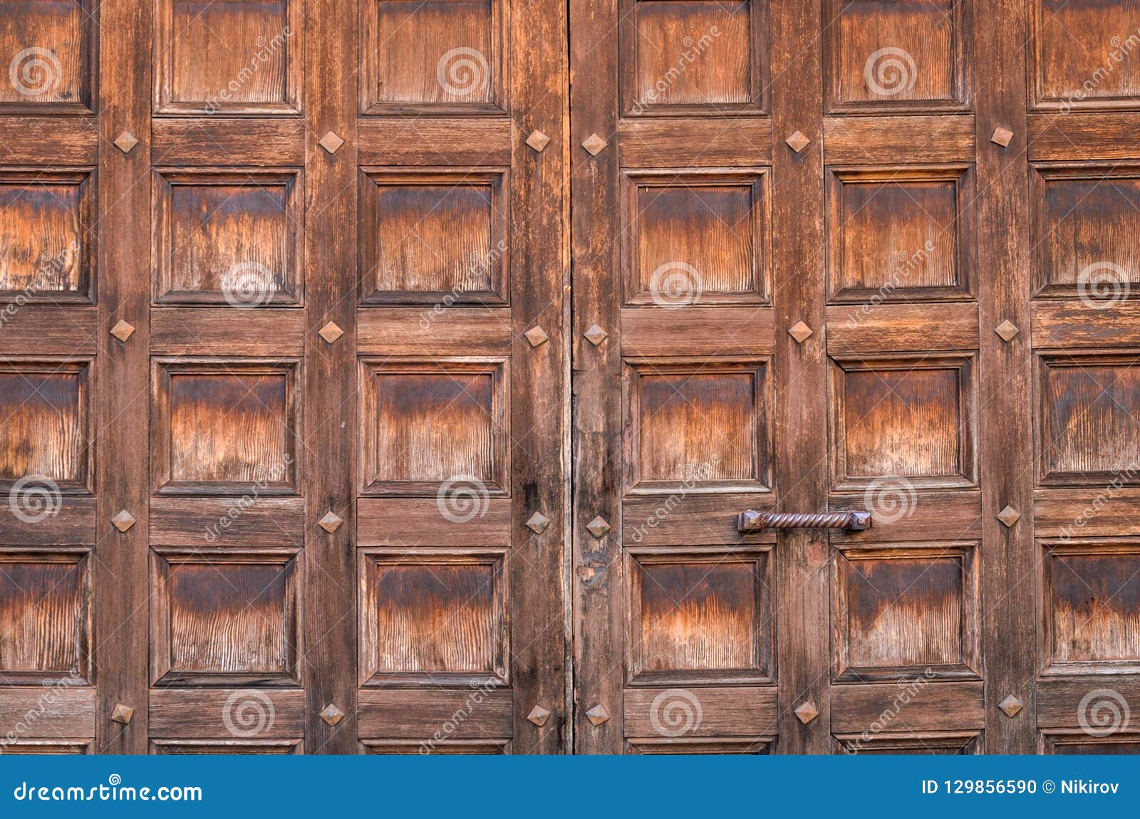 Texture of Old Wooden Doors with Square Pattern Stock Photo - Image of ...