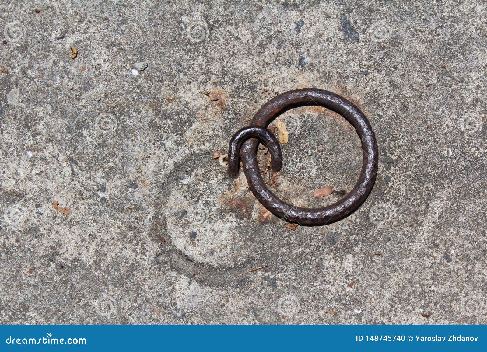 Concrete Floor with Iron Rusty Ring and Loop. Stock Photo - Image of ...