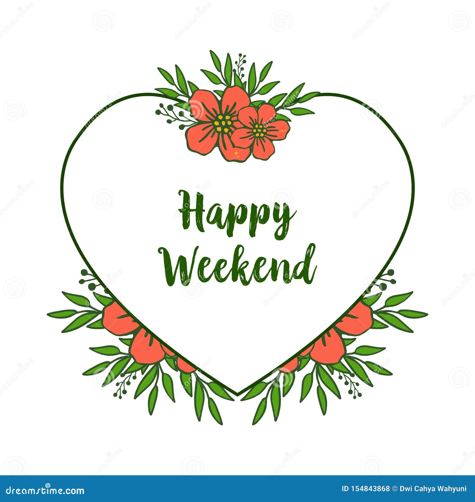 Texture Orange Flower Frame Elegant, Poster of Happy Weekend. Vector ...