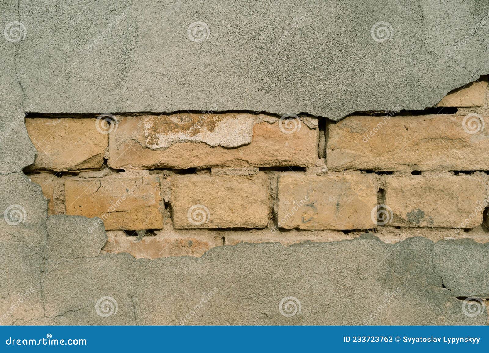 Texture of Outer Wall with Fallen Plaster. Old Building with Falling ...