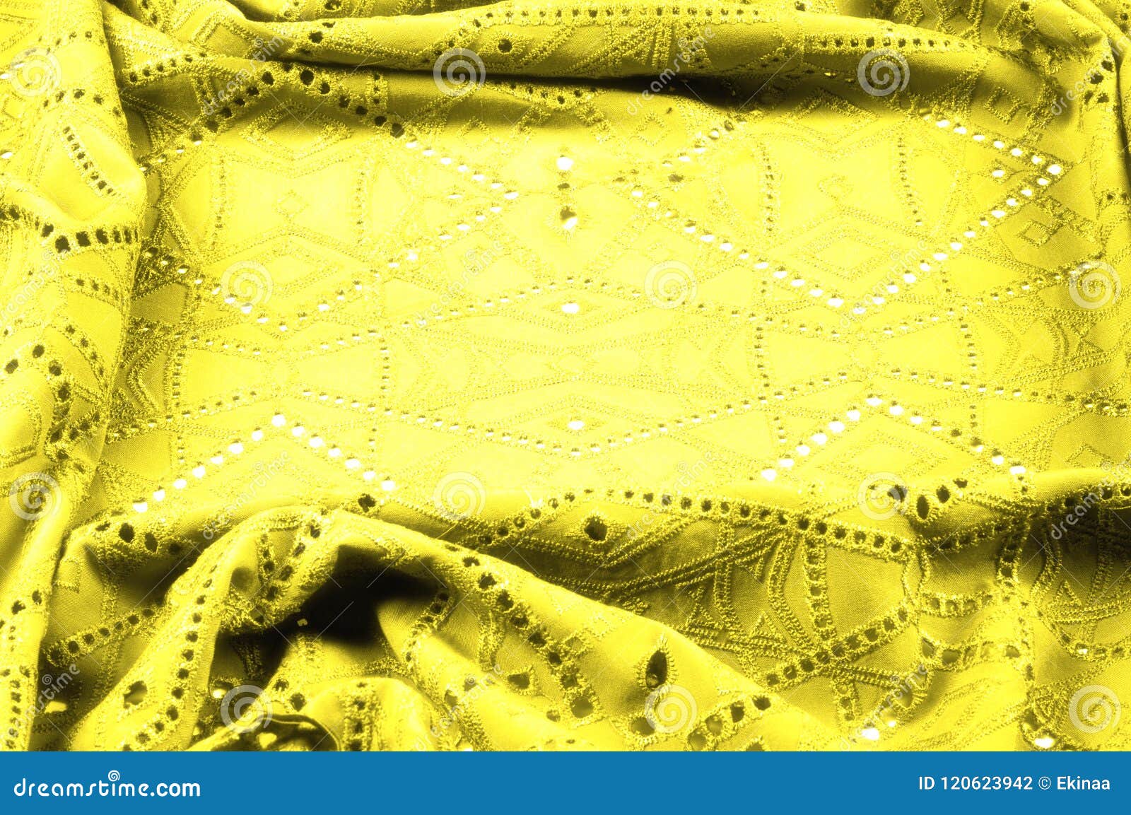 Texture, Pattern. Cloth is Yellow Dense with Perforated Holes Stock ...