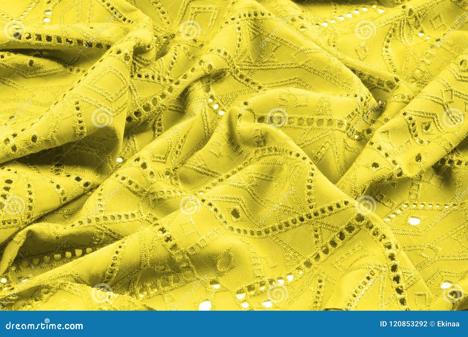 Texture, Pattern. Cloth is Yellow Dense with Perforated Holes Stock ...