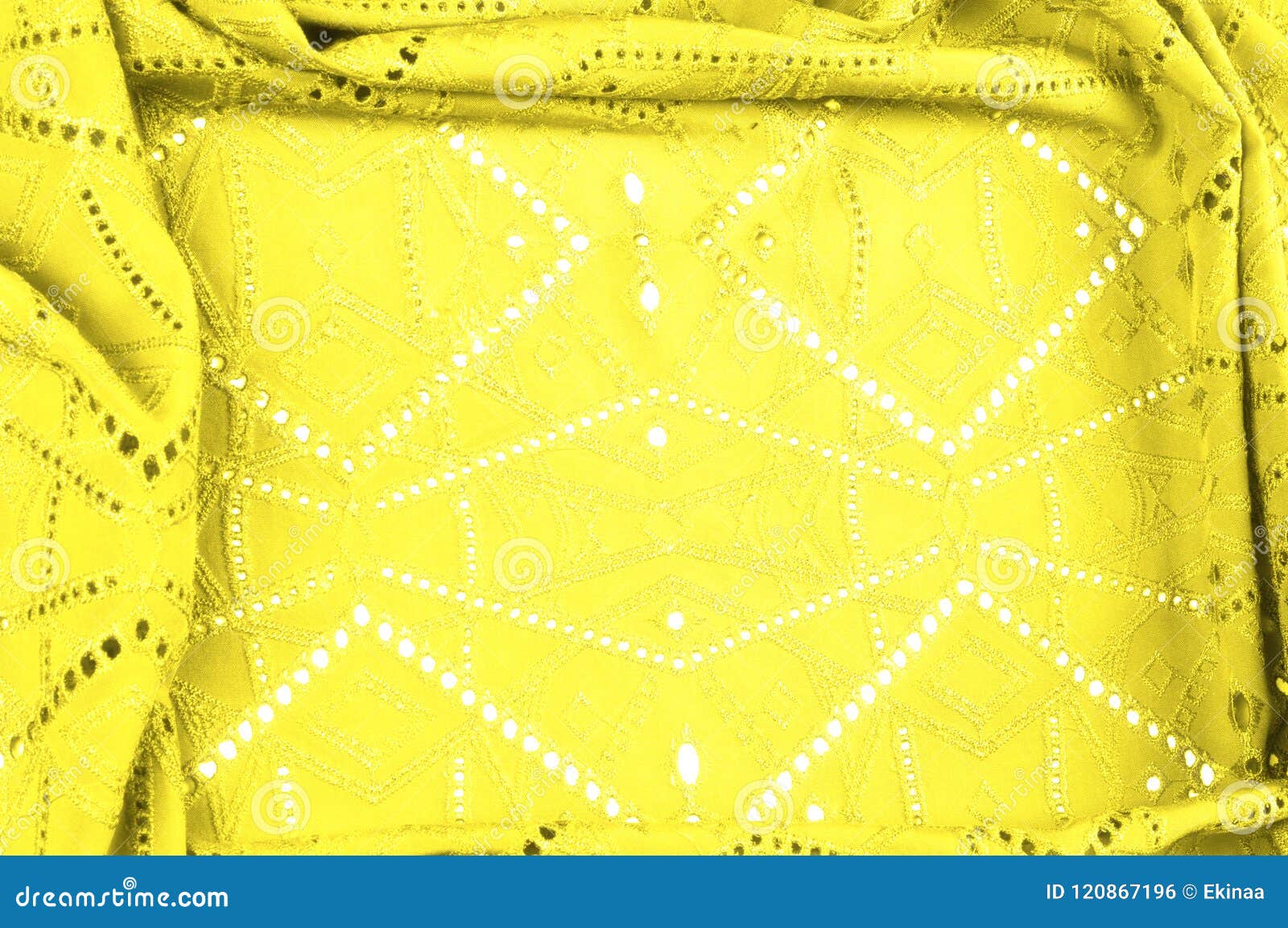 Texture, Pattern. Cloth is Yellow Dense with Perforated Holes Stock ...