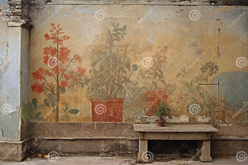 Texture and Patterns of Partially Restored Mural Stock Image - Image of ...