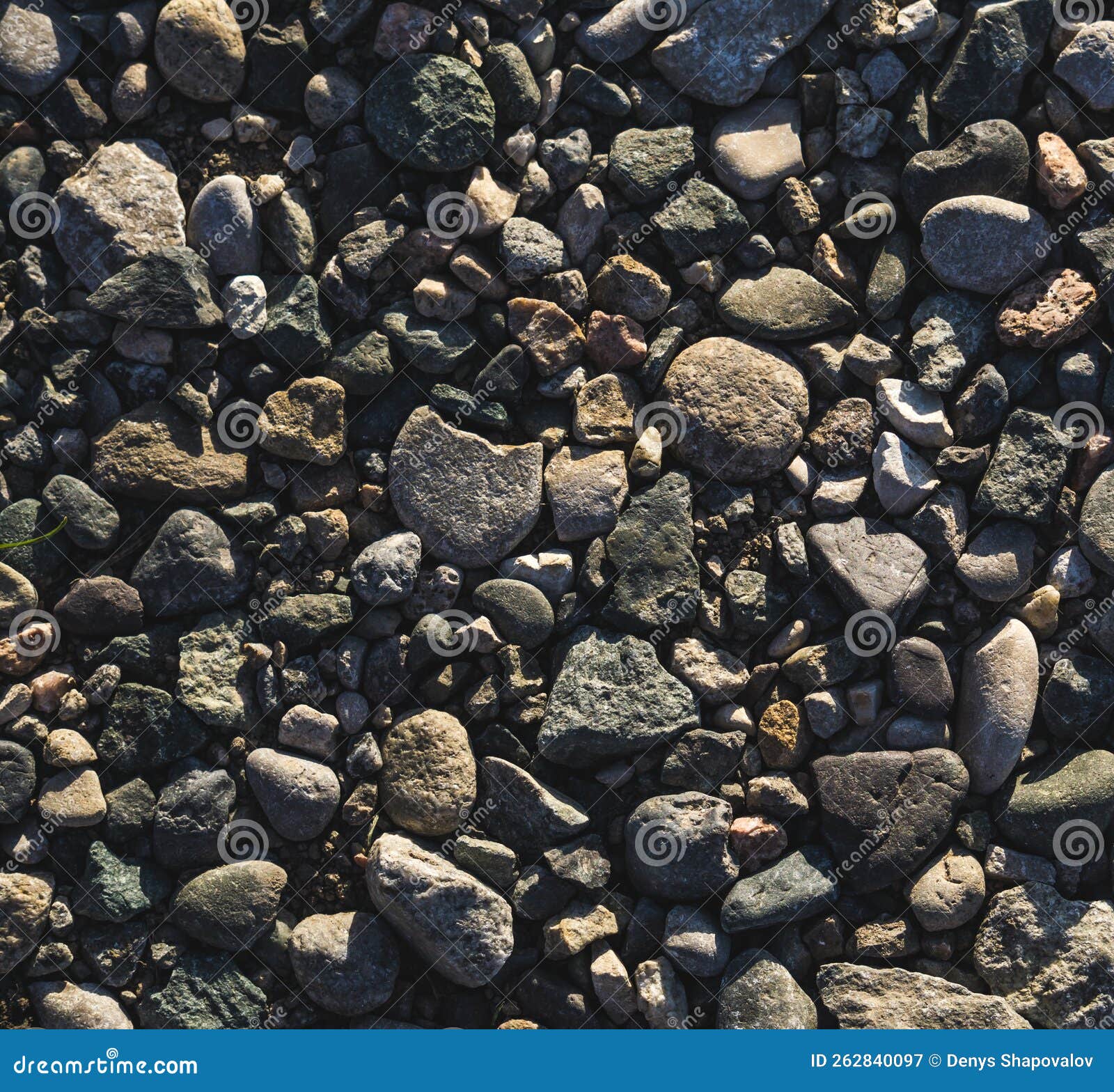 Texture of Pebbles of Different Shades Lit from the Side by the Setting ...