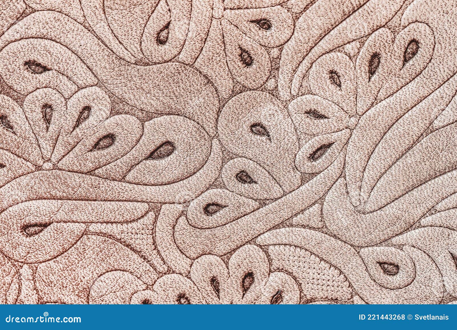 Texture of Perforated Genuine Leather, Embossed Floral Pattern Close-up ... Texture of Perforated Genuine Leather, Embossed Floral Pattern Close-up ...