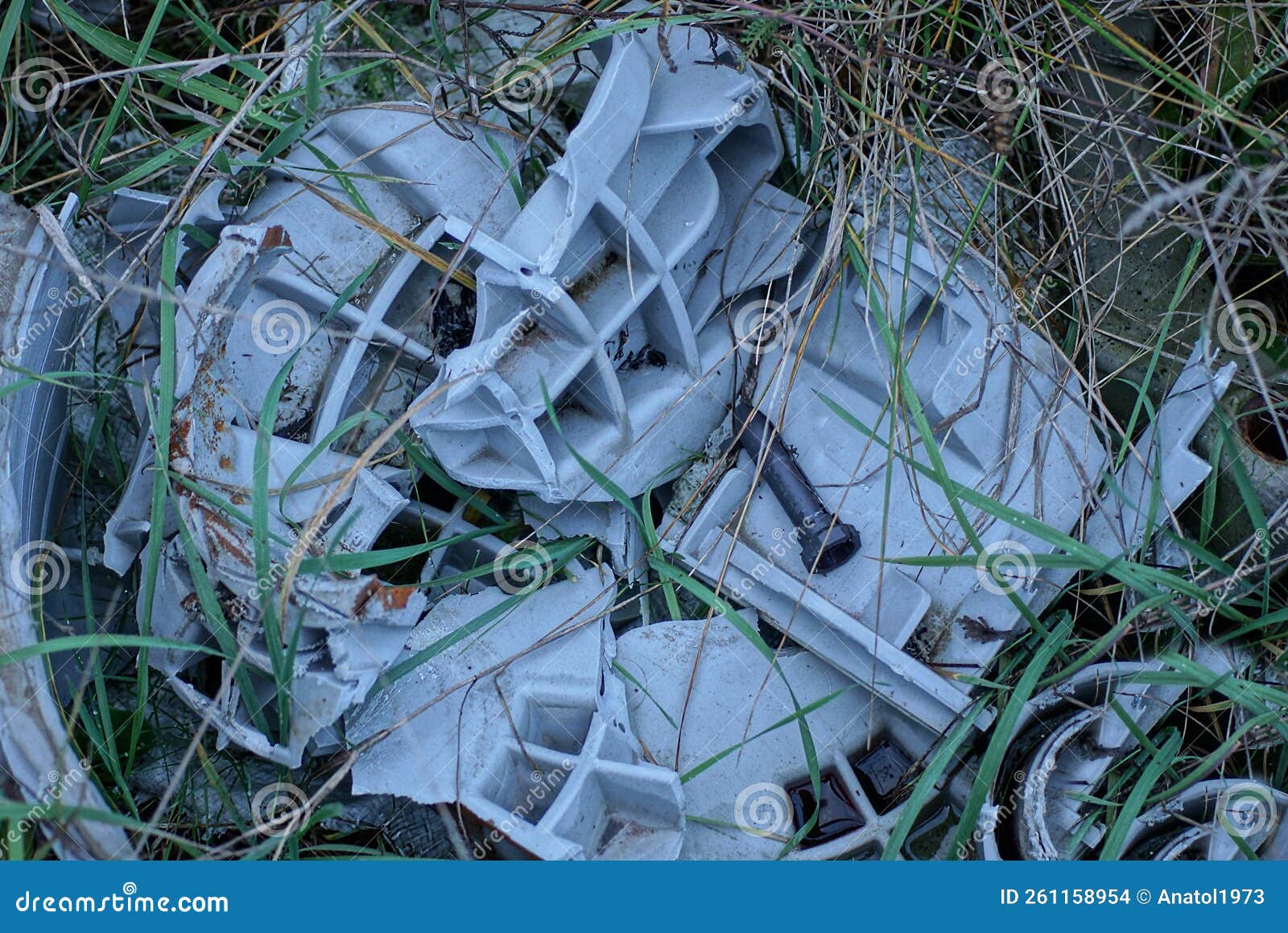 Pile Of Garbage In Old Rusty Abandoned Trailer Inside With Broken ...