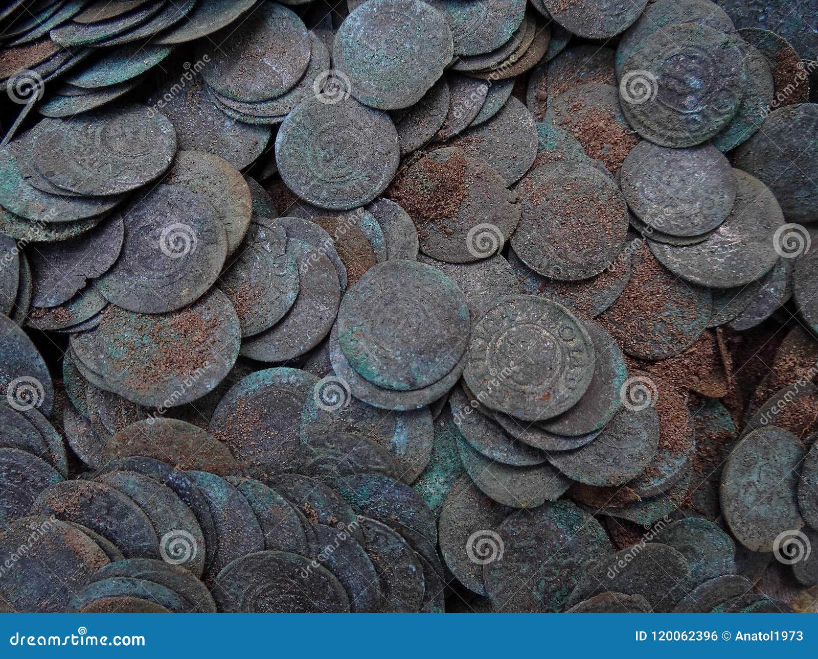 Texture of a Pile of Old Silver Coins in the Ground Stock Photo - Image ...