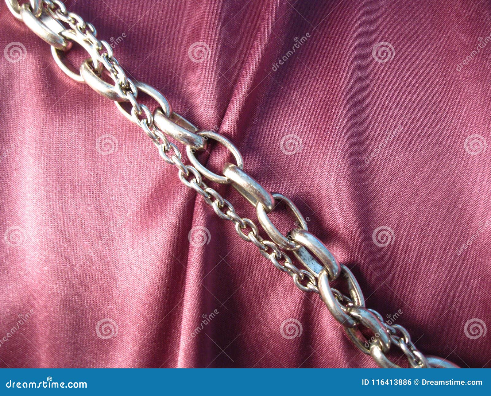Texture of Pink Silk with a Metal Chain Element. Stock Illustration ...