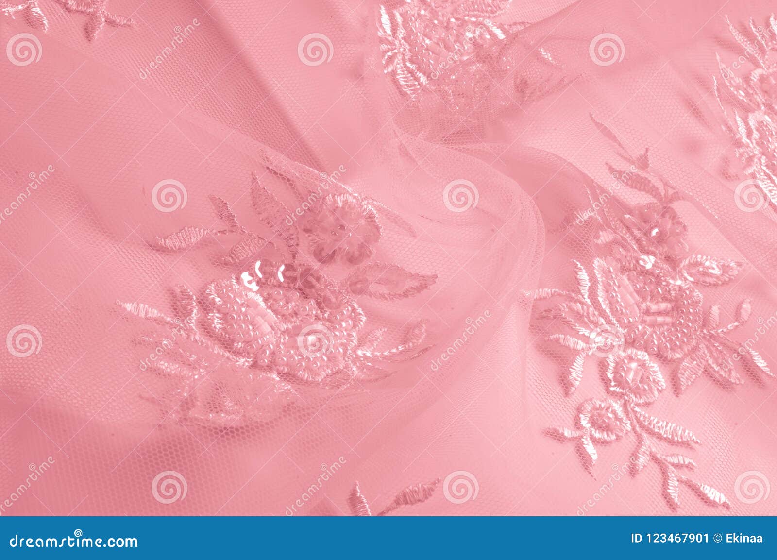 Texture Pink Tulle. Metallic Fuchsial Flower Embroidered Tulle P Stock ...