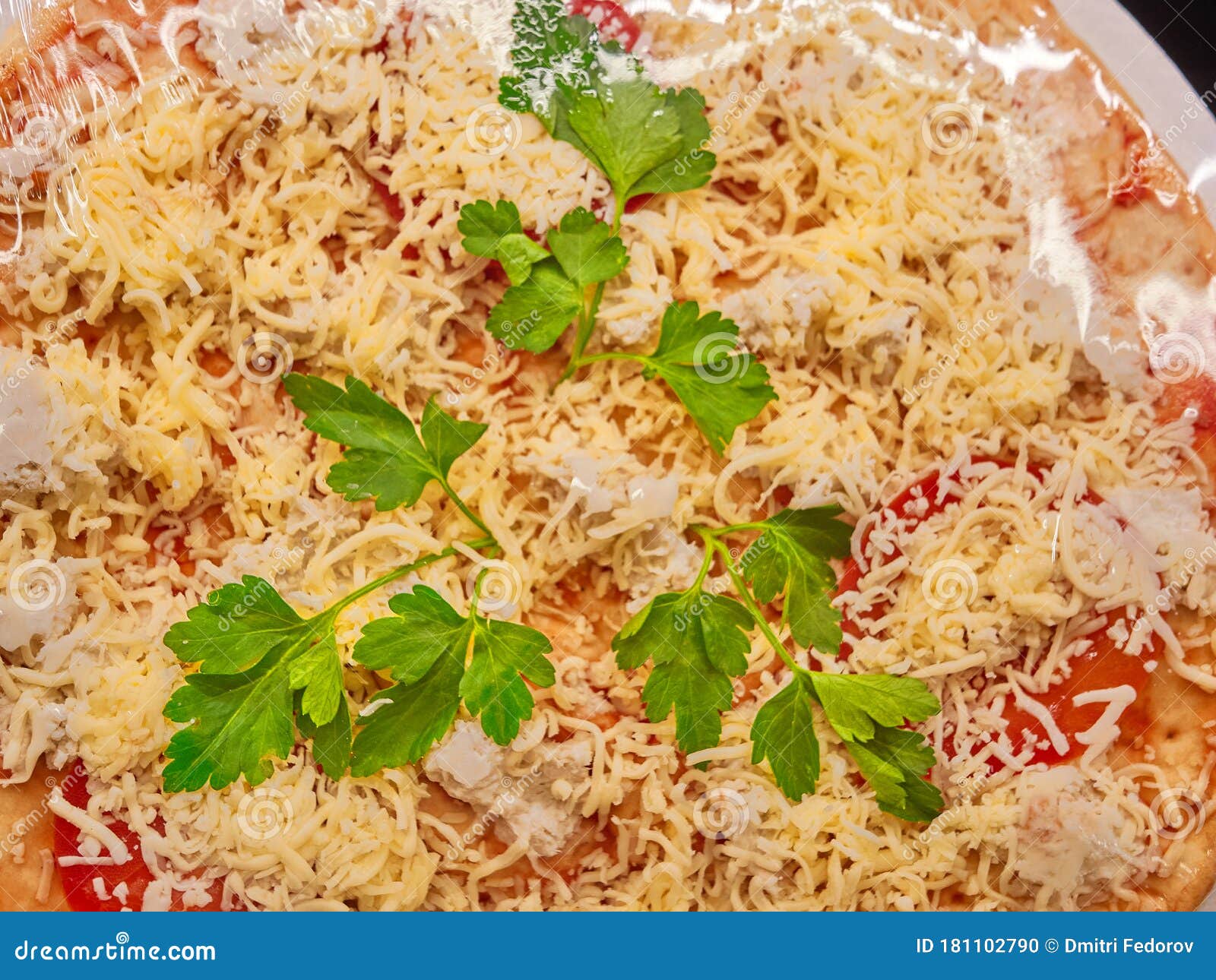 The Texture of the Pizza. Freshly Baked Pizza on Thin Crust with Cheese ...