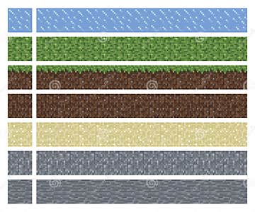 Texture for Platformers Pixel Art Vector - Mud Grass Stone Ground Tile ...