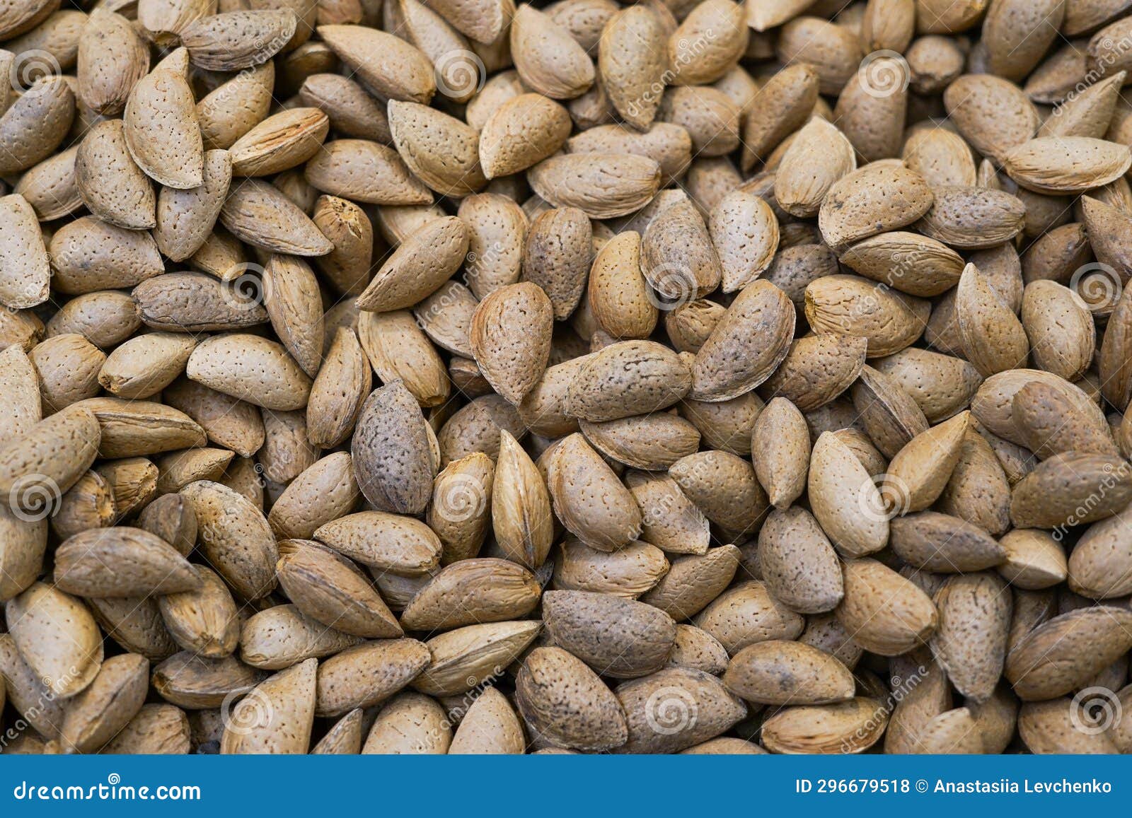 Texture of Raw Unshelled Almonds, Top View. Almond Nuts Background ...