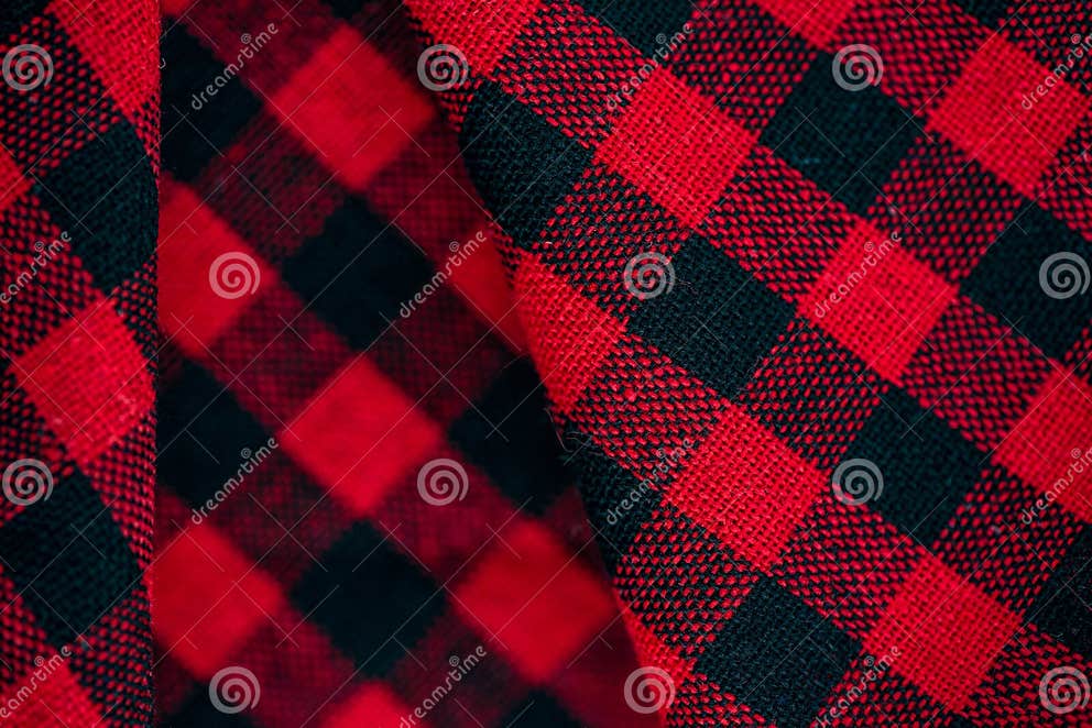 Texture of Red Black Checkered Fabric Pattern Background Stock Photo ...