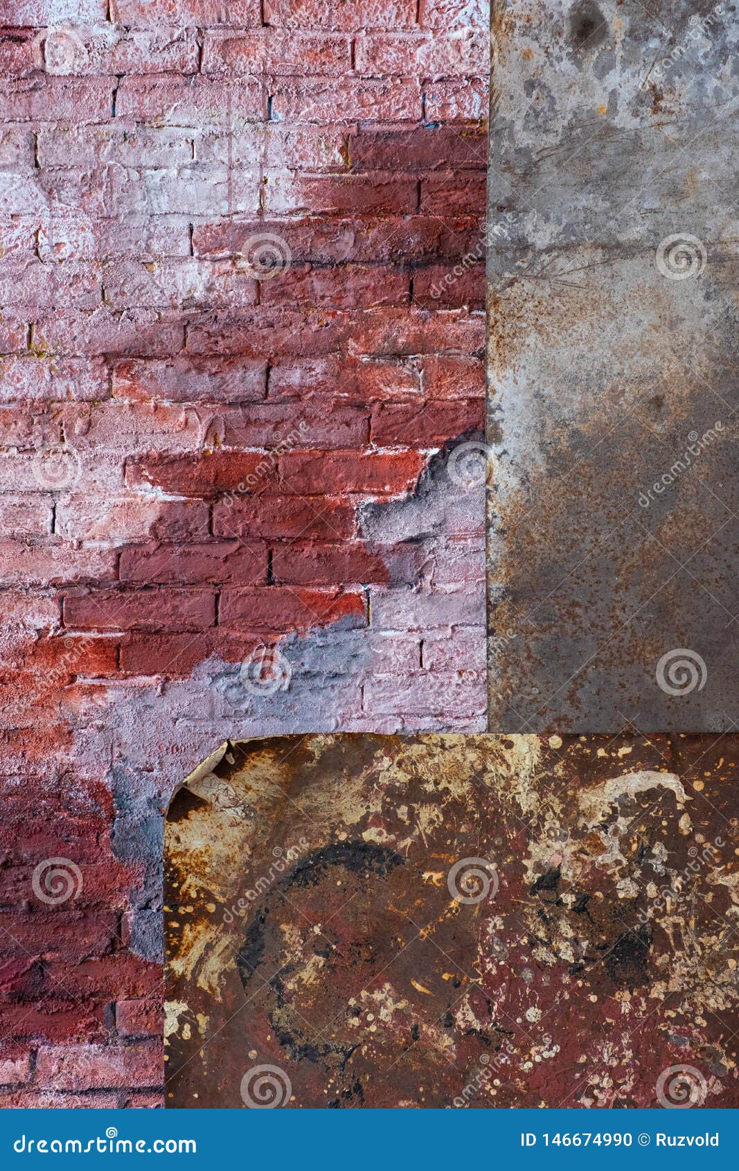 Red Brick Wall and Rusty Metal Sheets Stock Photo - Image of rusty ...