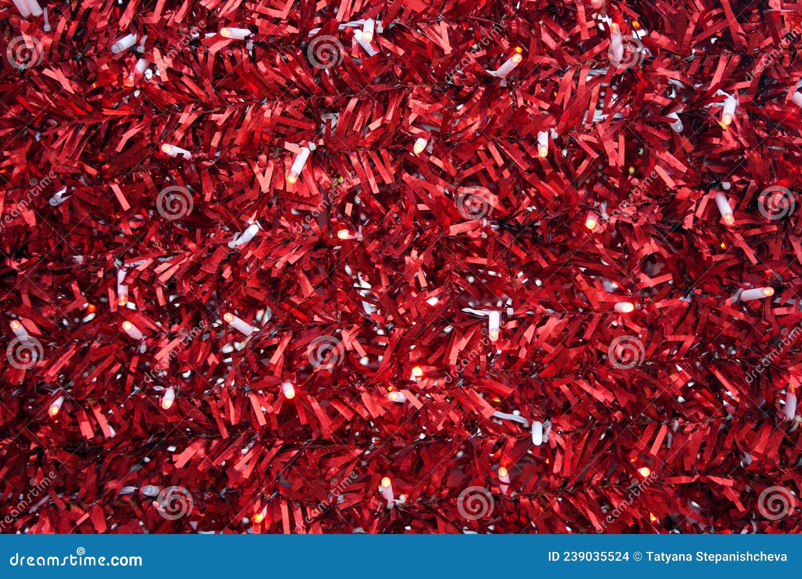 Texture. Red Ribbon Texture Made of Synthetic Ribbon with Light Bulbs ...