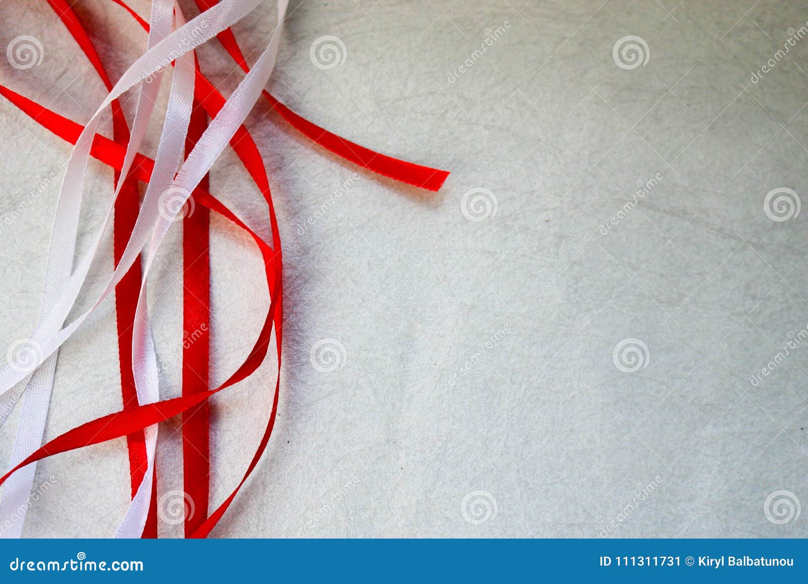 Texture with Red and White Beautiful Festive Ribbons from an Artificial ...