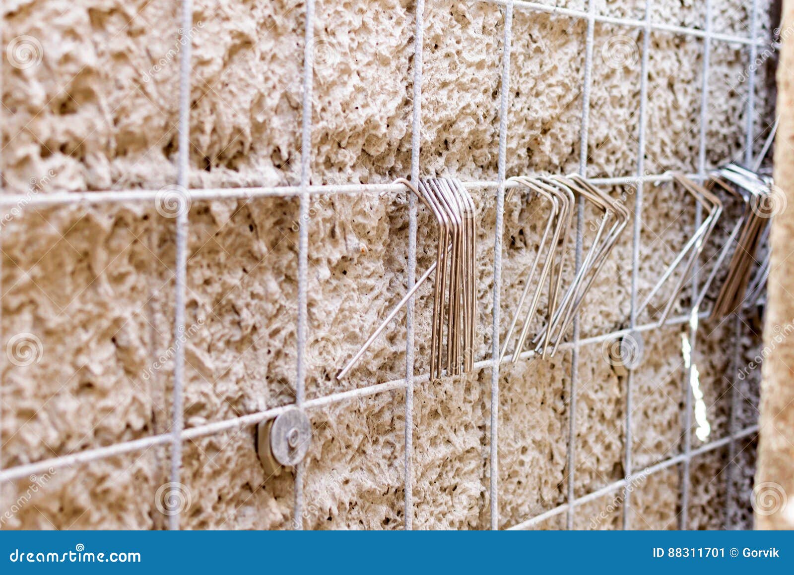 Texture - Reinforced Metal Mesh on a Concrete Wall Stock Image - Image ...