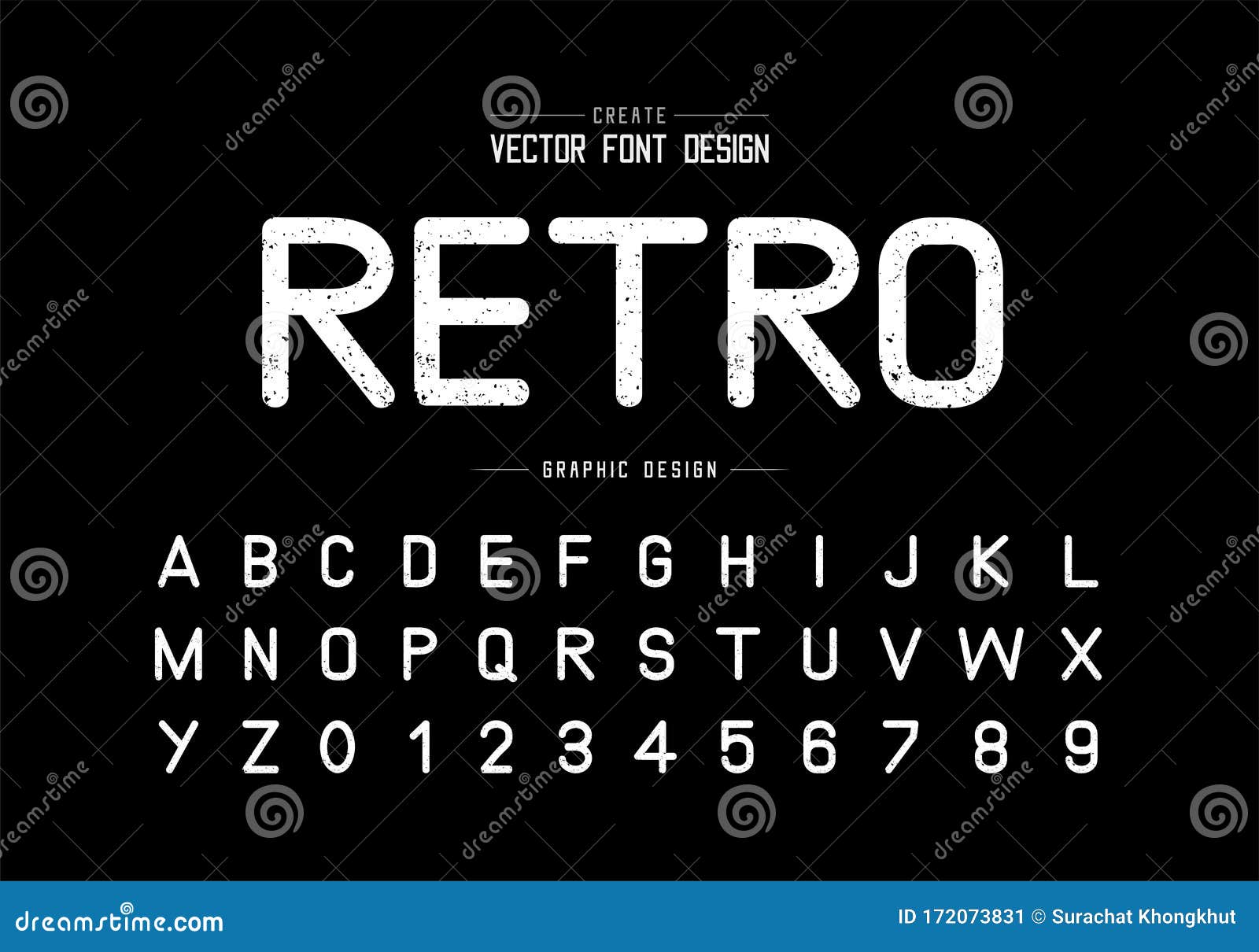 Texture Retro Font and Alphabet Vector, Rough Typeface Letter and ...