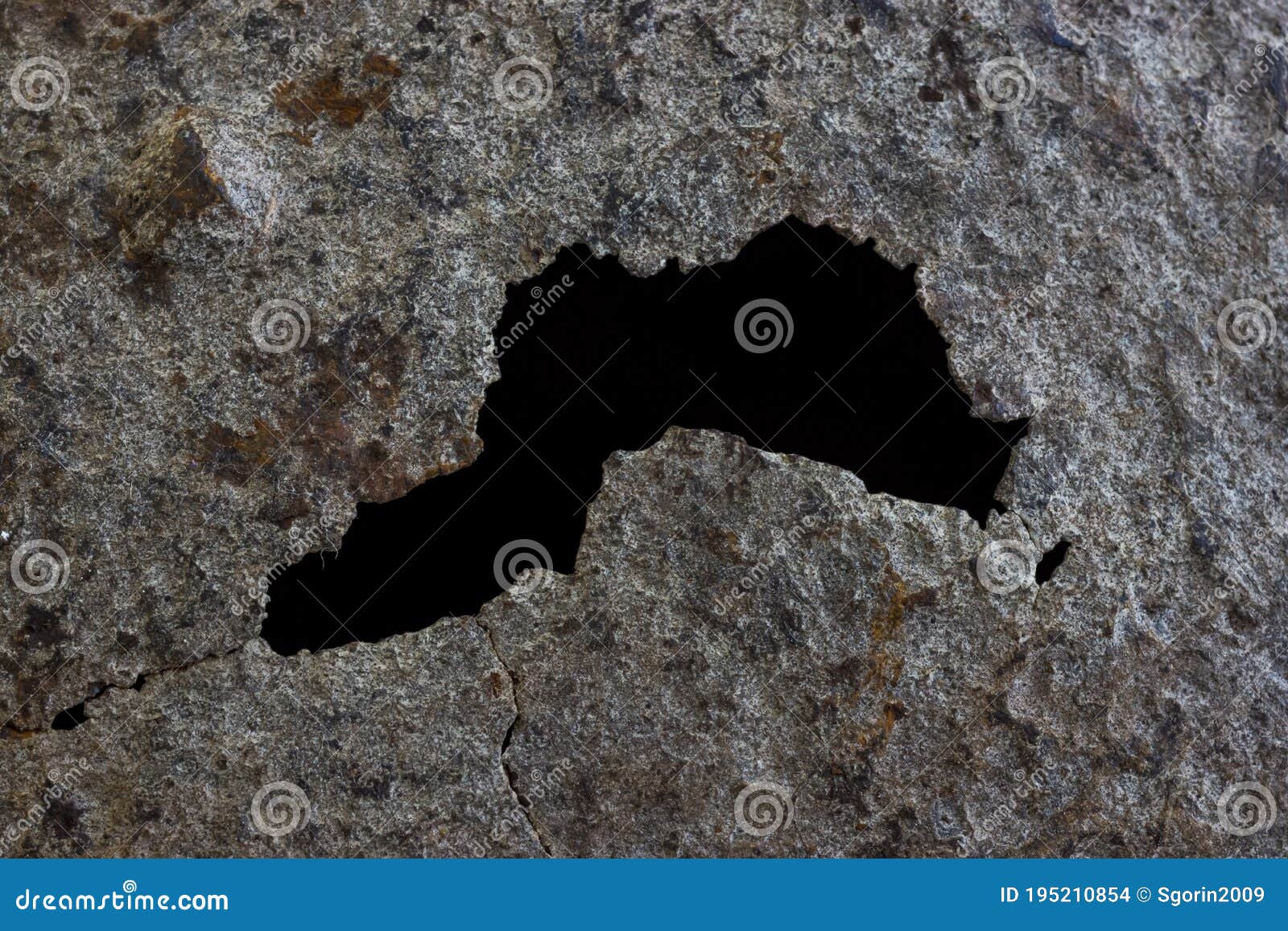 Texture of Rough Rusty Metal Background with a Hole Stock Photo - Image ...