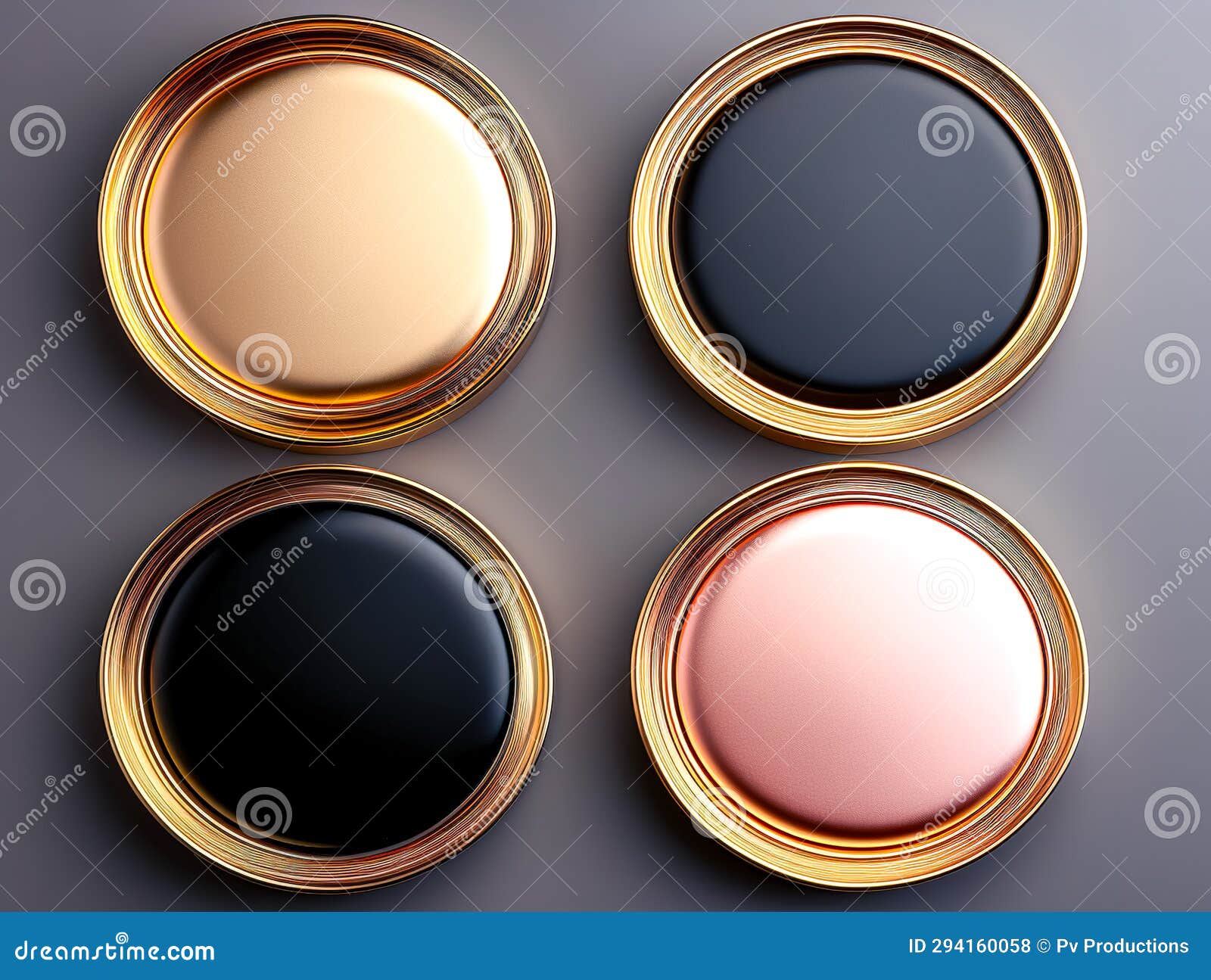 Texture Round Plates Set, Metallic Design for Frames, Palette Design ...