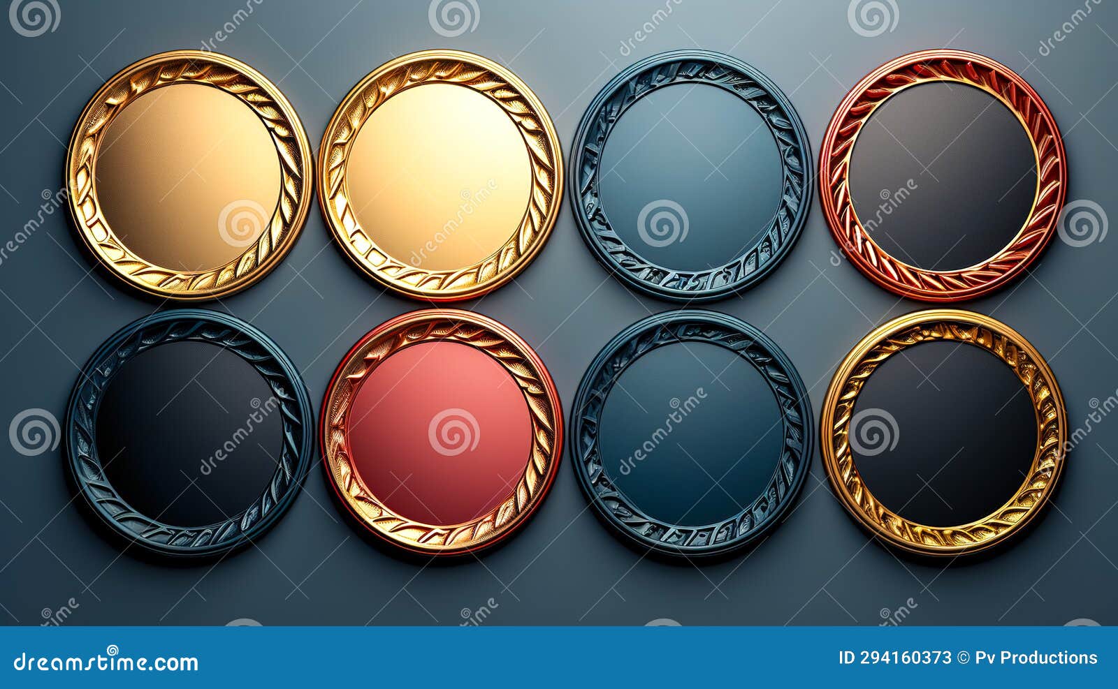 Texture Round Plates Set, Metallic Design for Frames, Palette Design ...