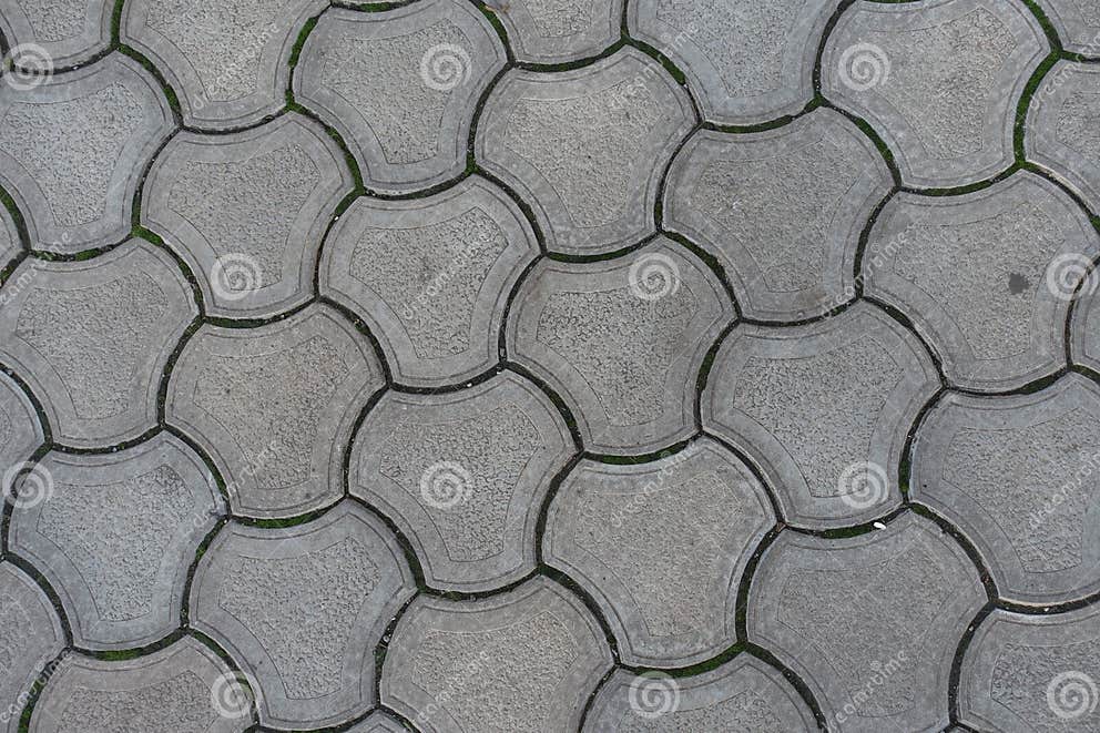 Texture of Rounded Grey Concrete Interlocking Paver Blocks Stock Image ...