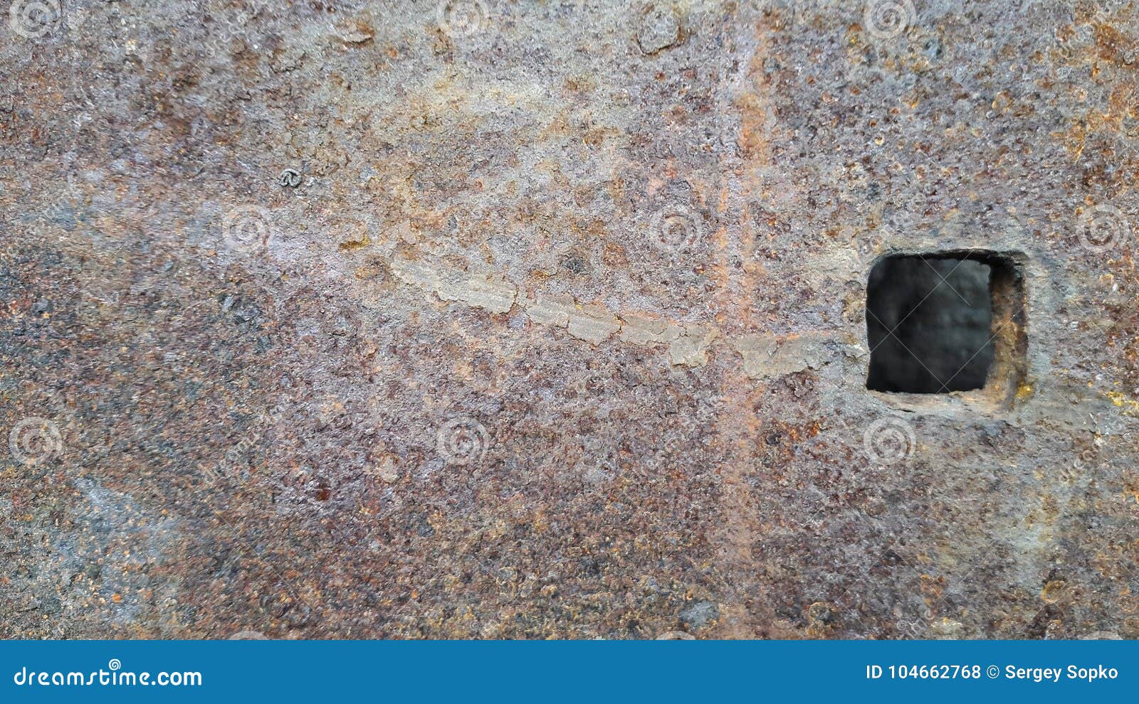 Texture of Rusty Metal with a Hole . Rusty Background Stock Photo ...