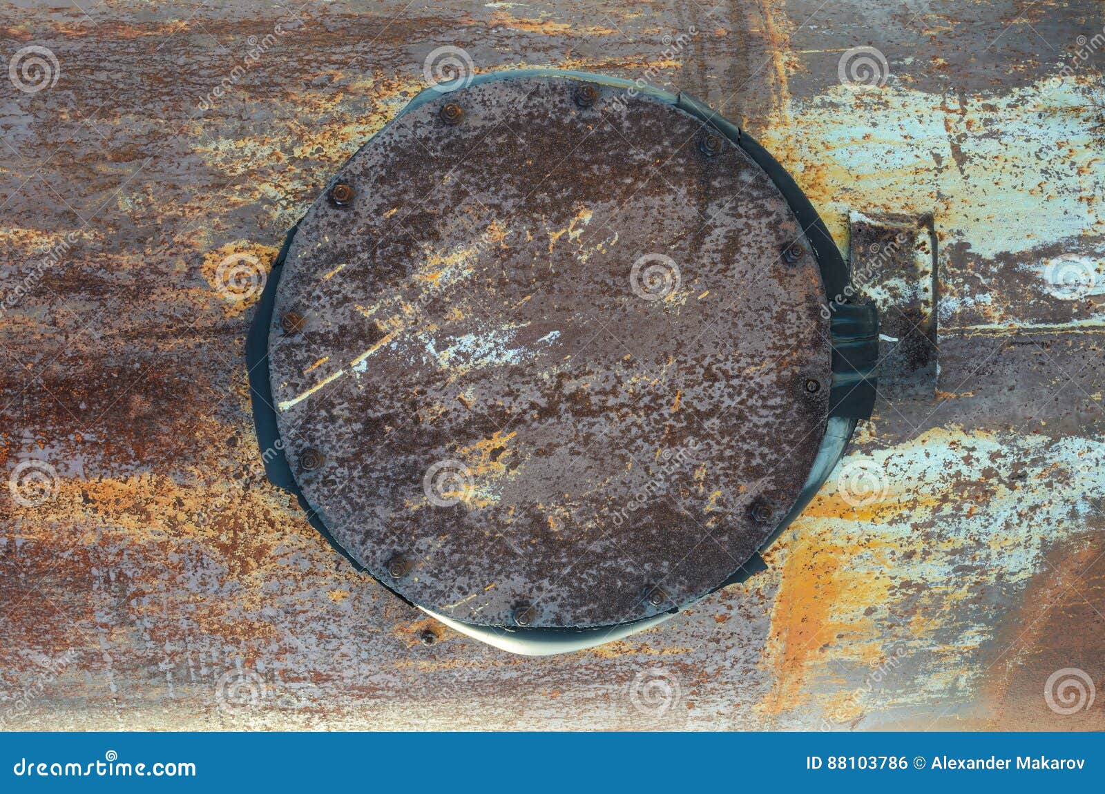 Texture, Rusty Metal, Pipe with a Closed Hatch Stock Photo - Image of ...