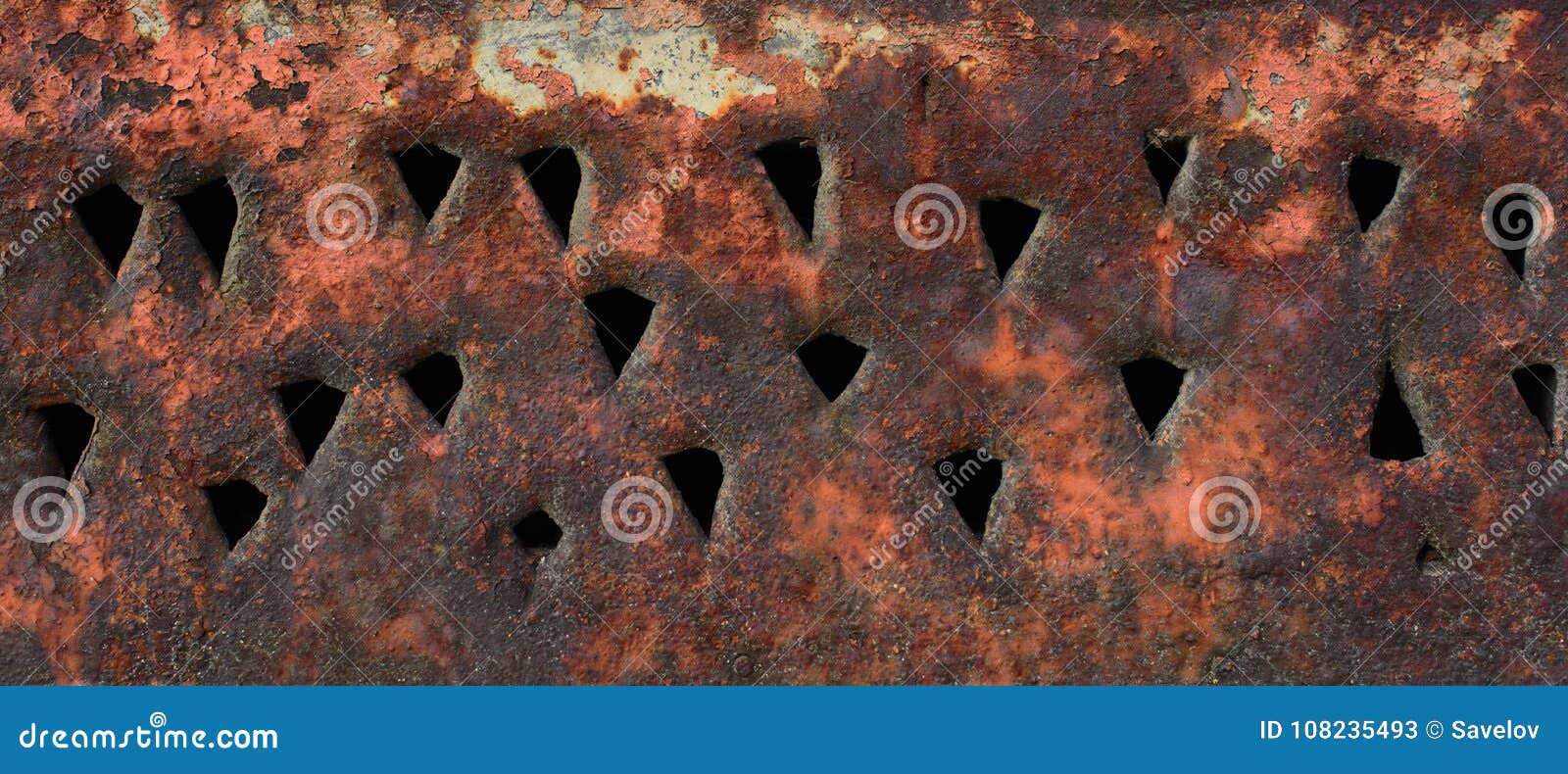 The Texture of a Rusty Metal Surface with Triangular Holes Stock Image ...