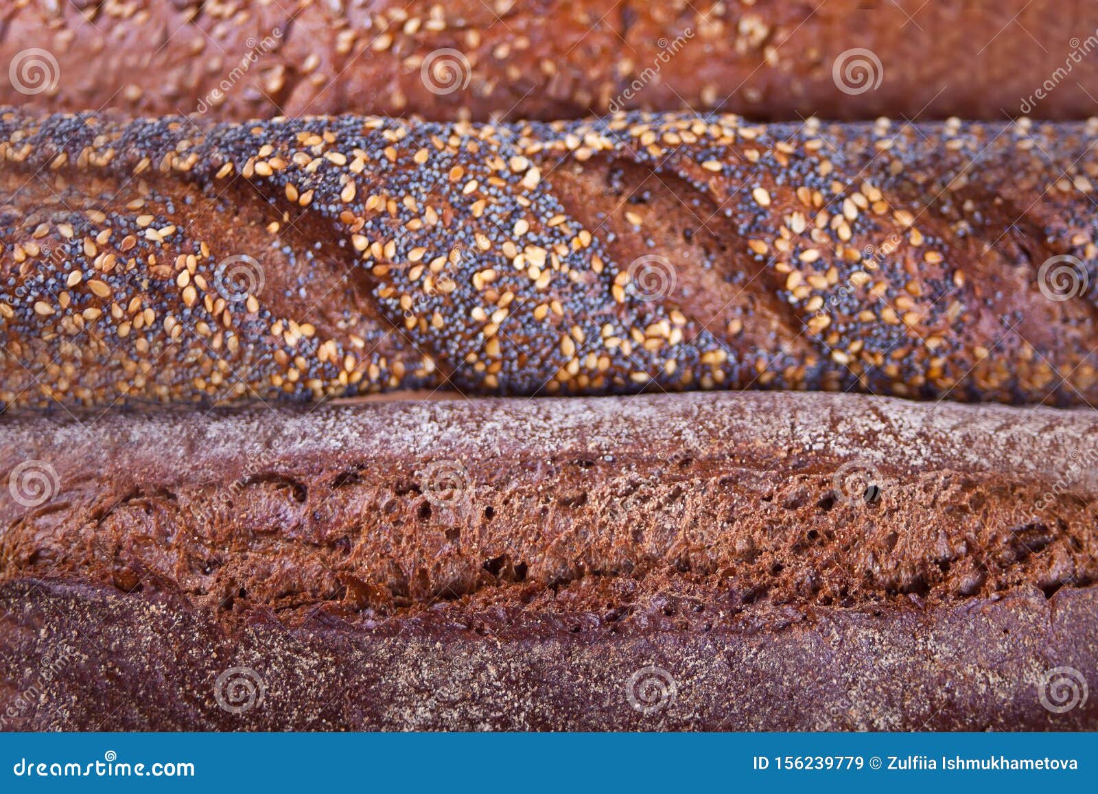 Texture of Rye Breads with Cereals and Seeds Stock Image - Image of ...