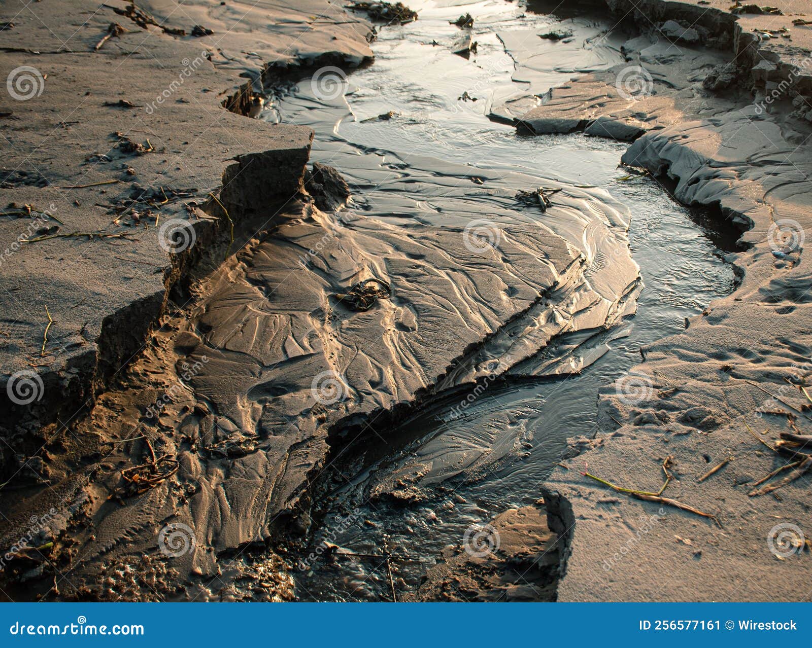 Texture of the Sand with a Water Flow Stock Image - Image of texture ...