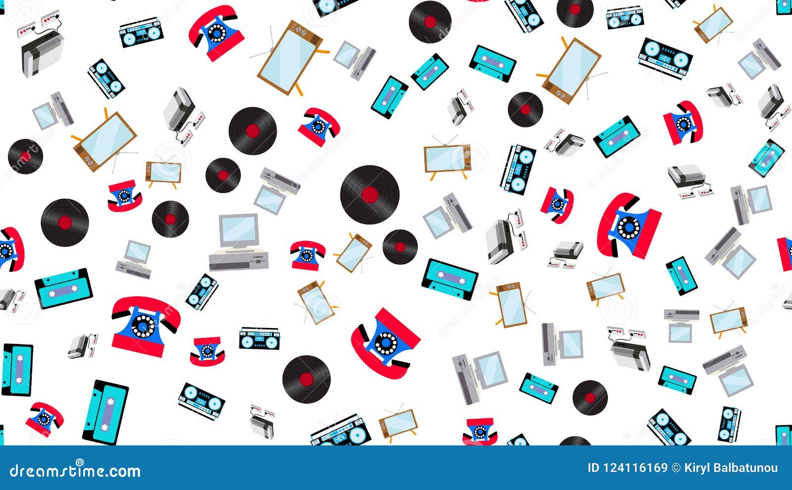 The Texture is a Seamless Pattern of Old Vintage Retro Electronics ...