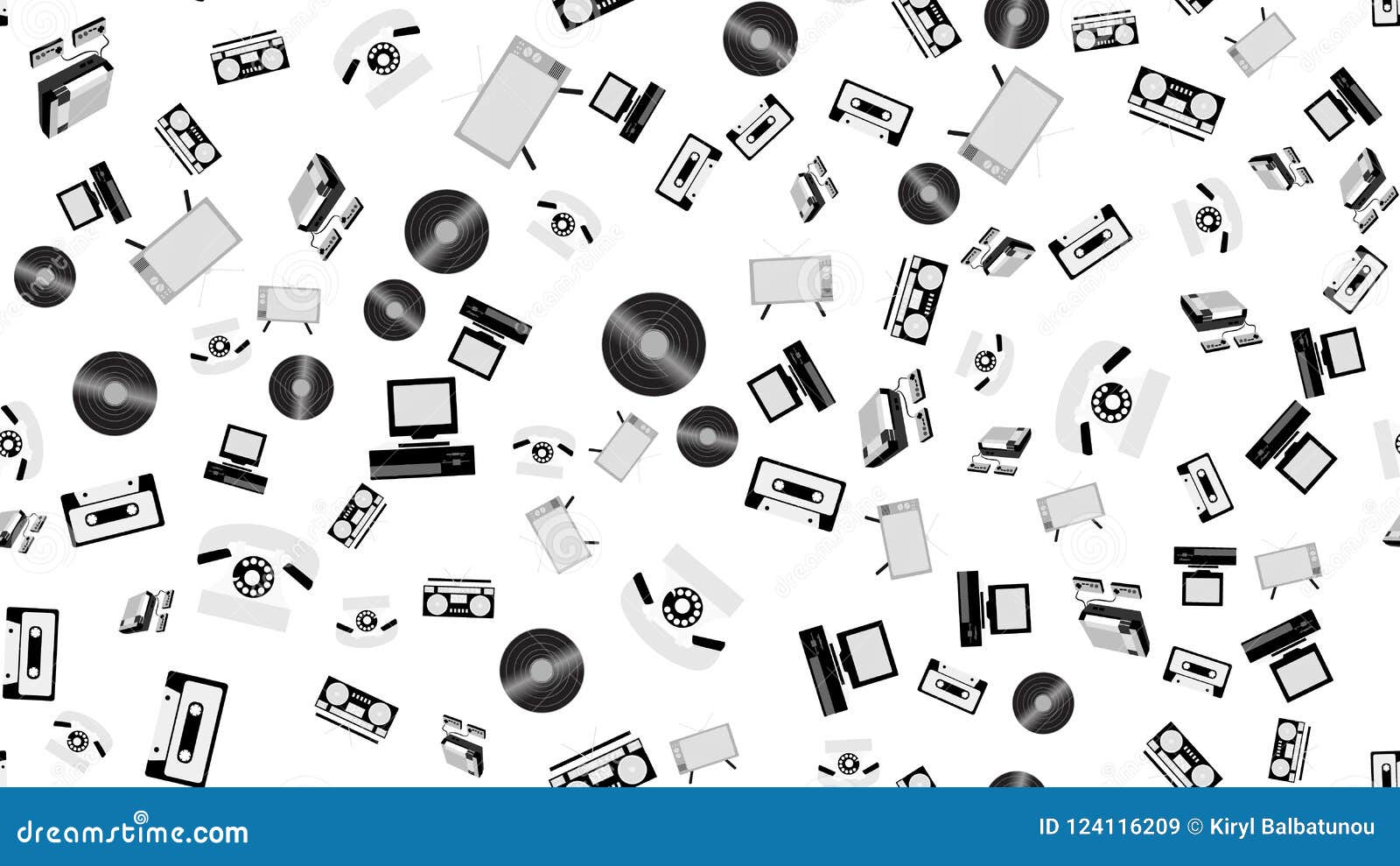 The Texture is a Seamless Pattern of Old Vintage Retro Electronics ...