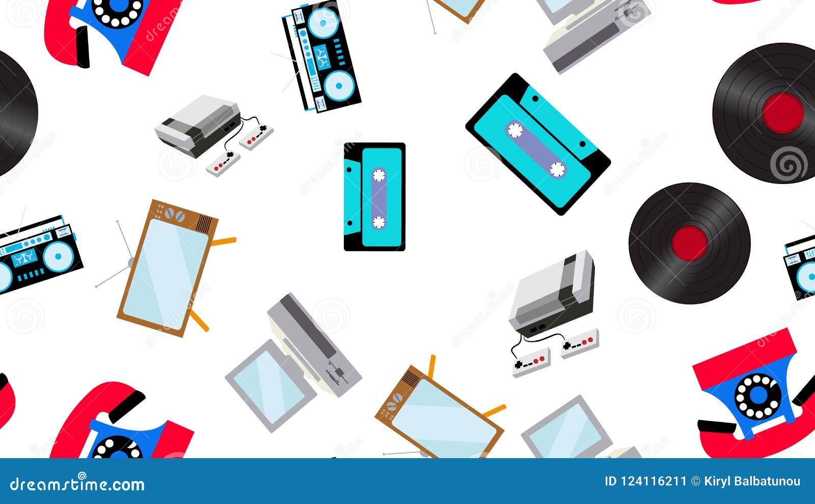 The Texture is a Seamless Pattern of Old Vintage Retro Electronics ...