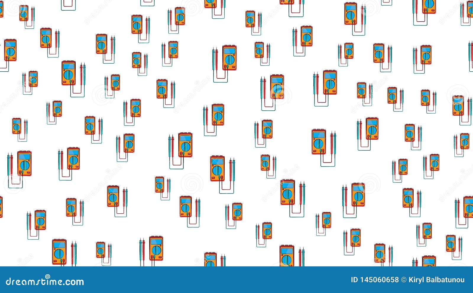 Texture, Seamless Pattern Of Red And Yellow Instruments For Measuring ...