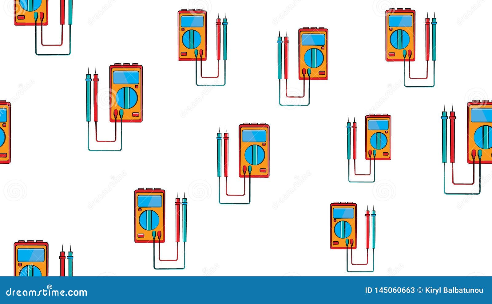Texture, Seamless Pattern Of Red And Yellow Instruments For Measuring ...