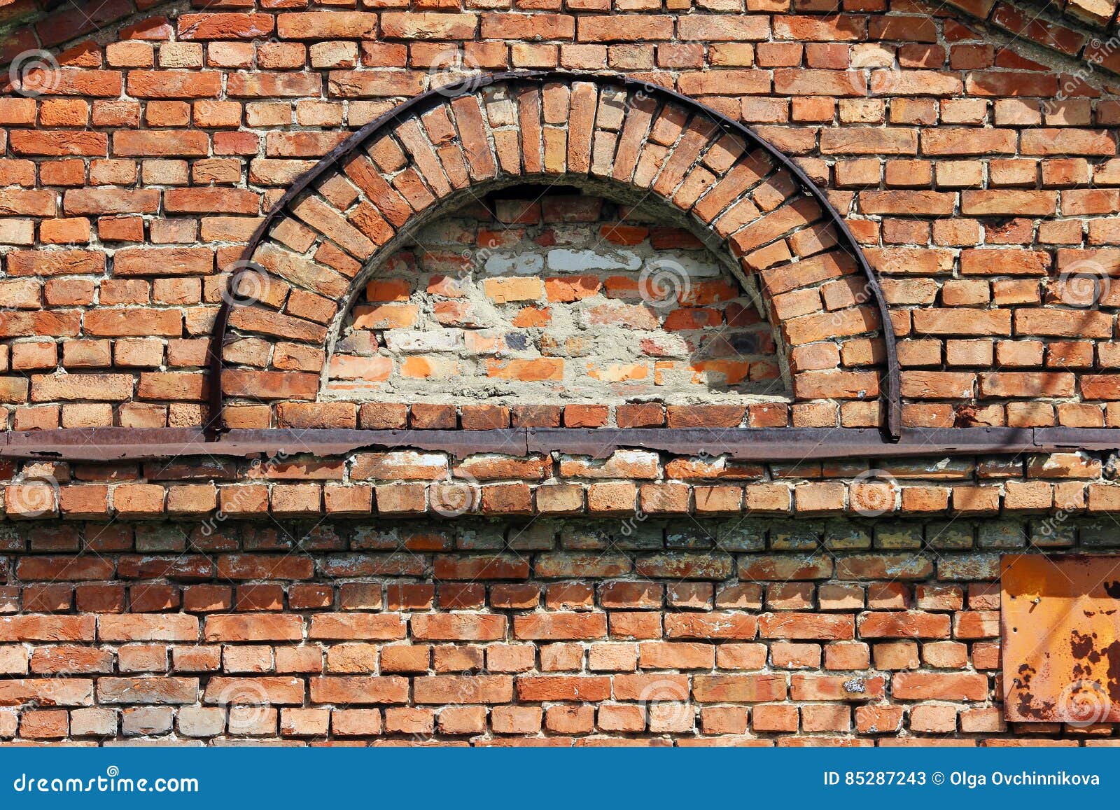Texture Semi-circular Window in the Old Historic Brick Building. Stock ...