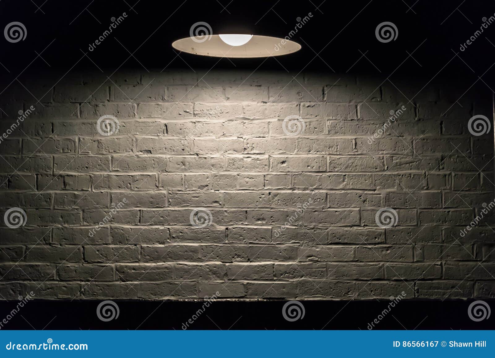 Texture Series - White Brick Wall With Overhead Lamp Royalty-Free Stock ...