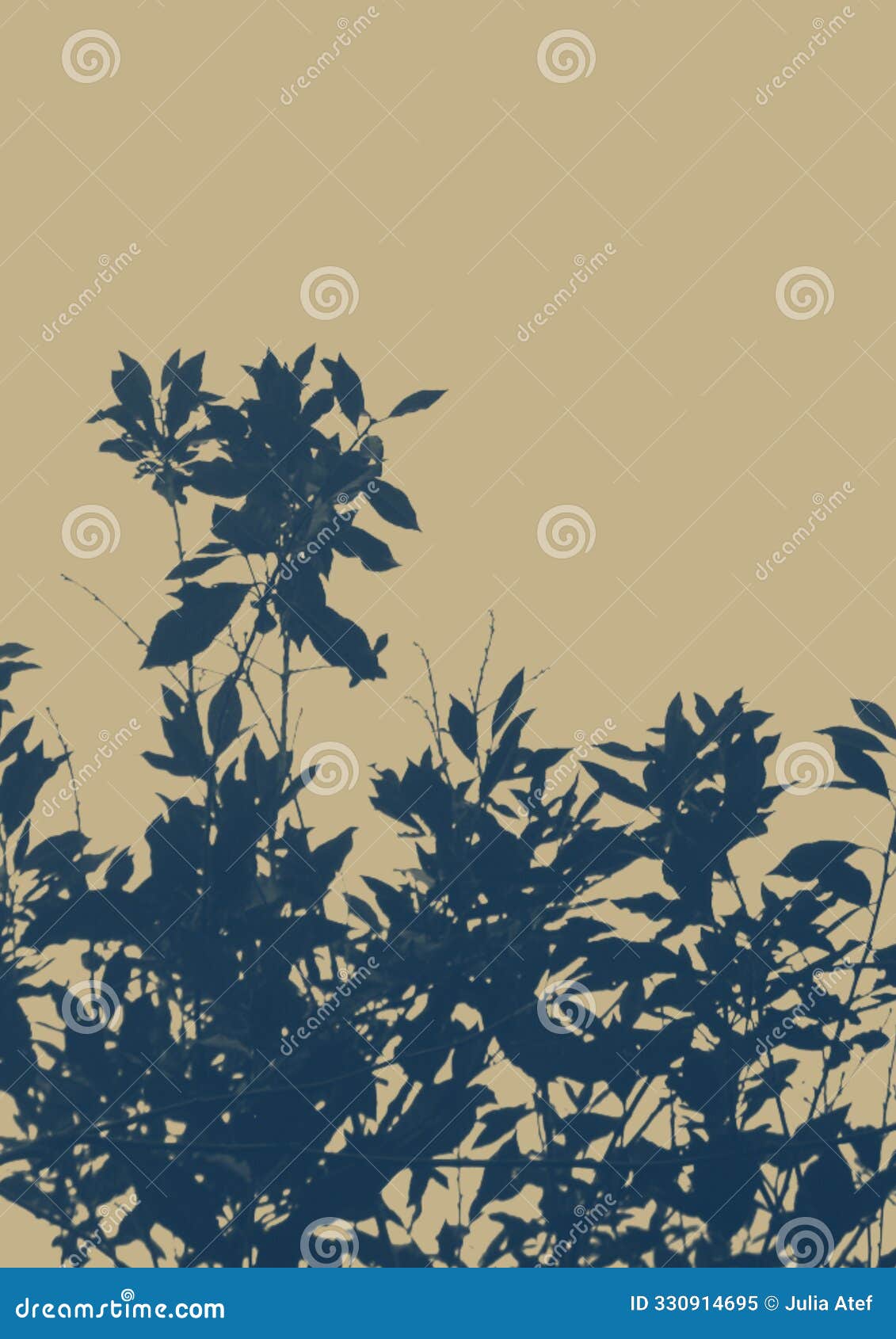 Blue Tree Branches Texture on Yellow Background Photo Stock ...