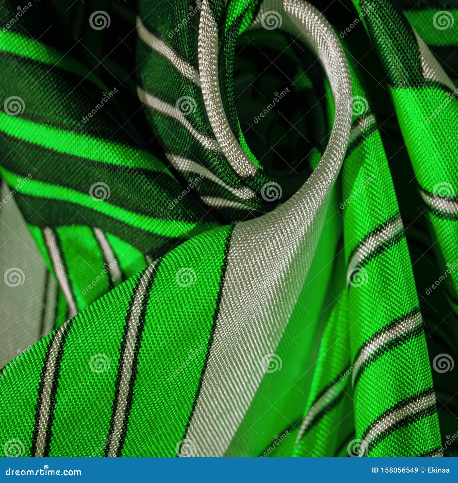 Texture, Silk Fabric with a Green Striped Pattern. the Design of this ...