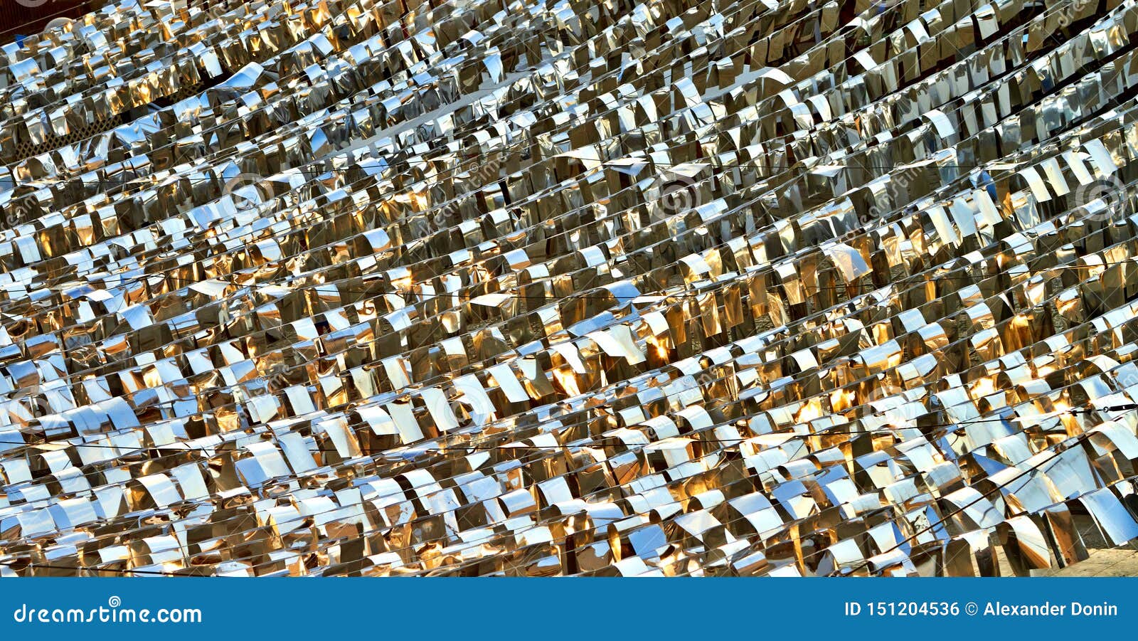 Texture of Silver with Gold Flags Evening Sun Reflection at Sunset ...